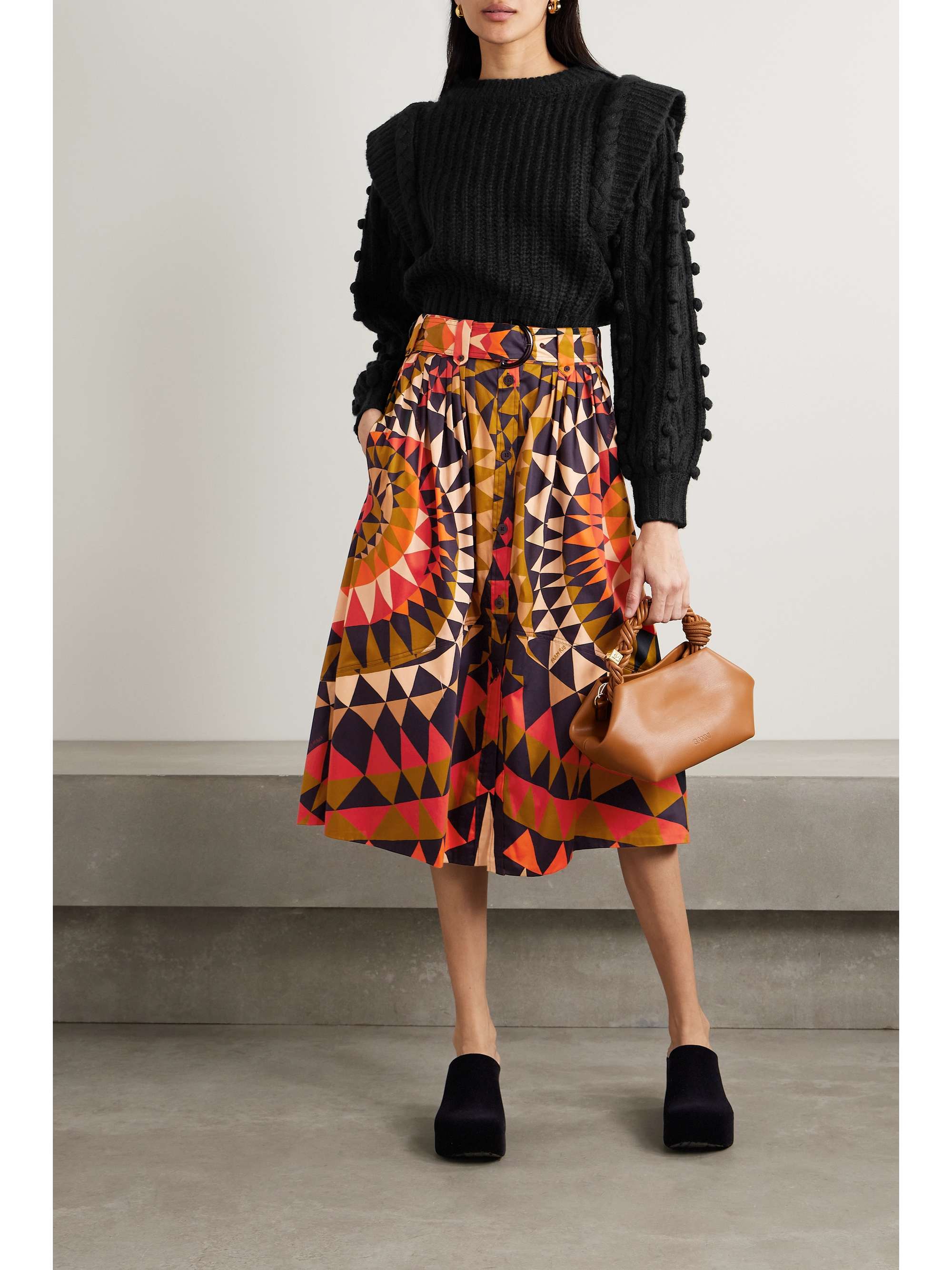 FARM RIO Pom pom-embellished braided knit sweater | NET-A-PORTER