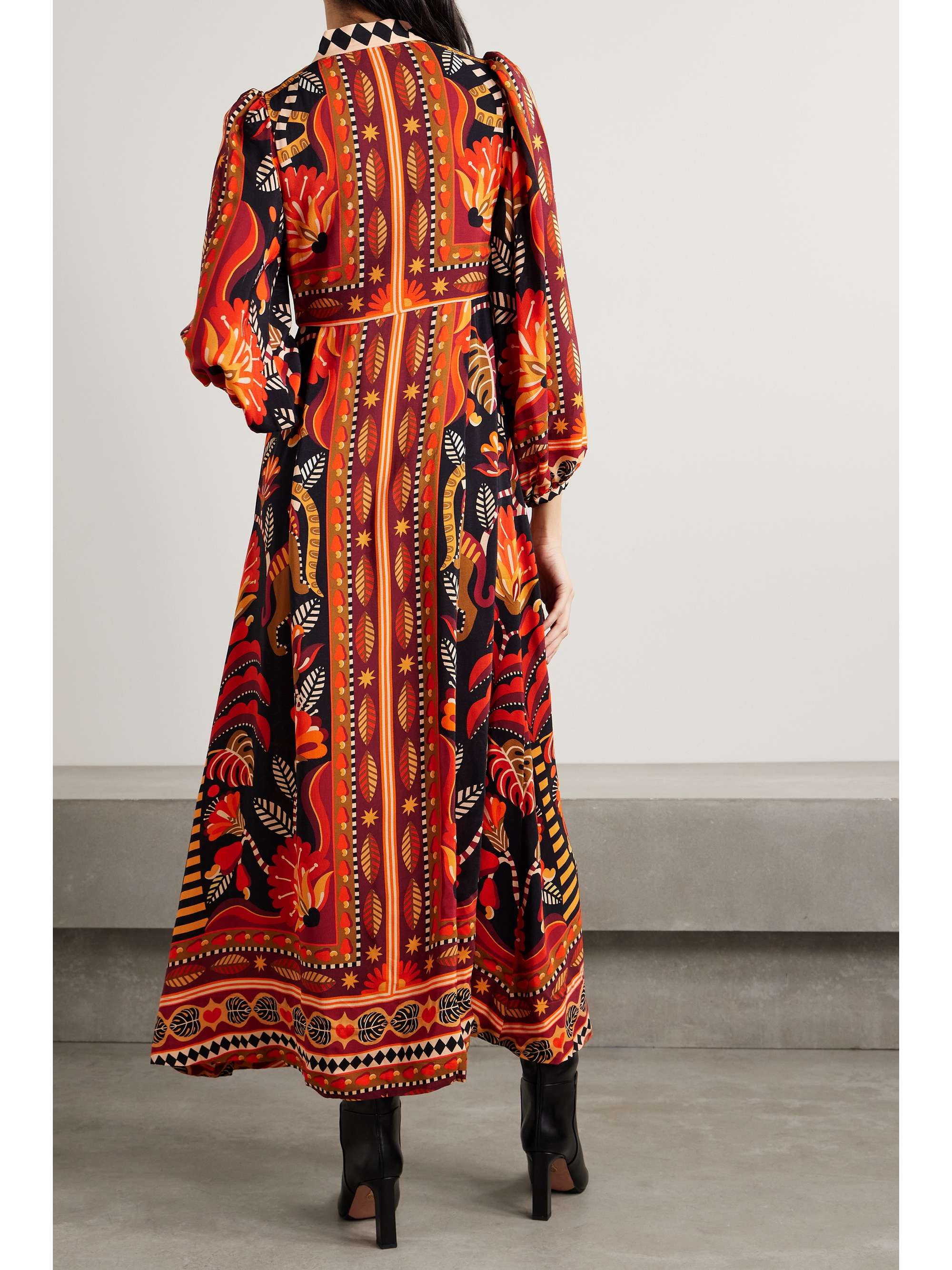 FARM RIO Printed crepe maxi shirt dress | NET-A-PORTER