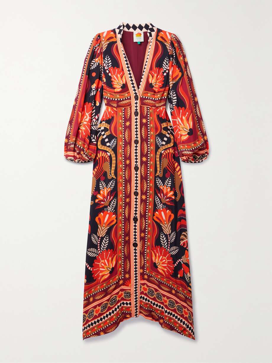 FARM RIO Printed crepe maxi shirt dress | NET-A-PORTER