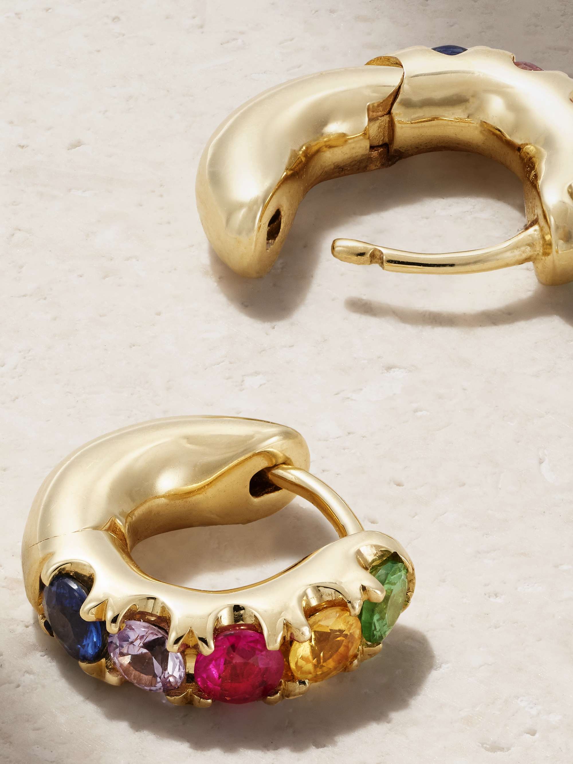ROXANNE FIRST Super Duper Rainbow 14-karat gold, sapphire and garnet earrings | NET-A-PORTER