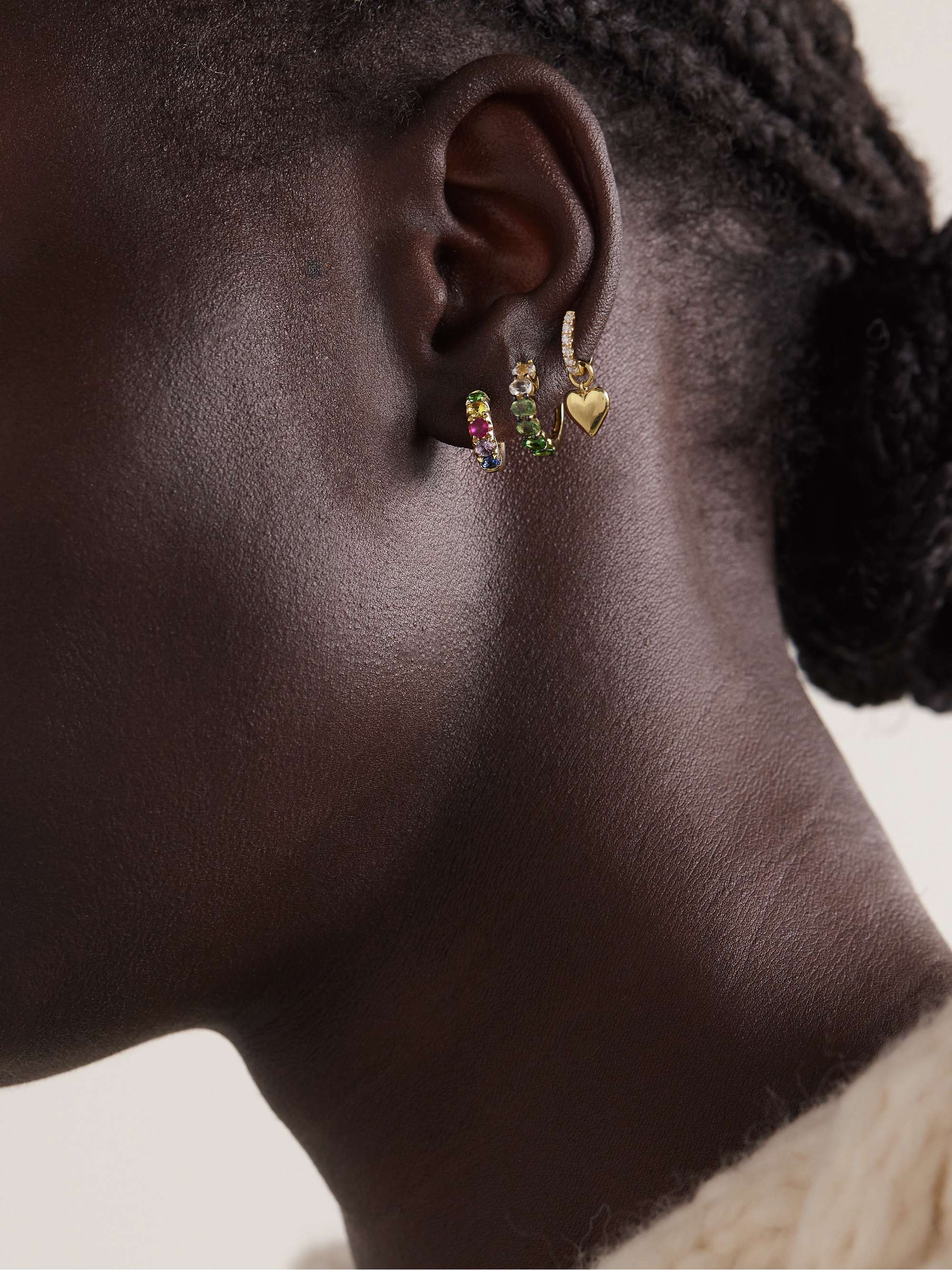 ROXANNE FIRST Super Duper Rainbow 14-karat gold, sapphire and garnet earrings | NET-A-PORTER