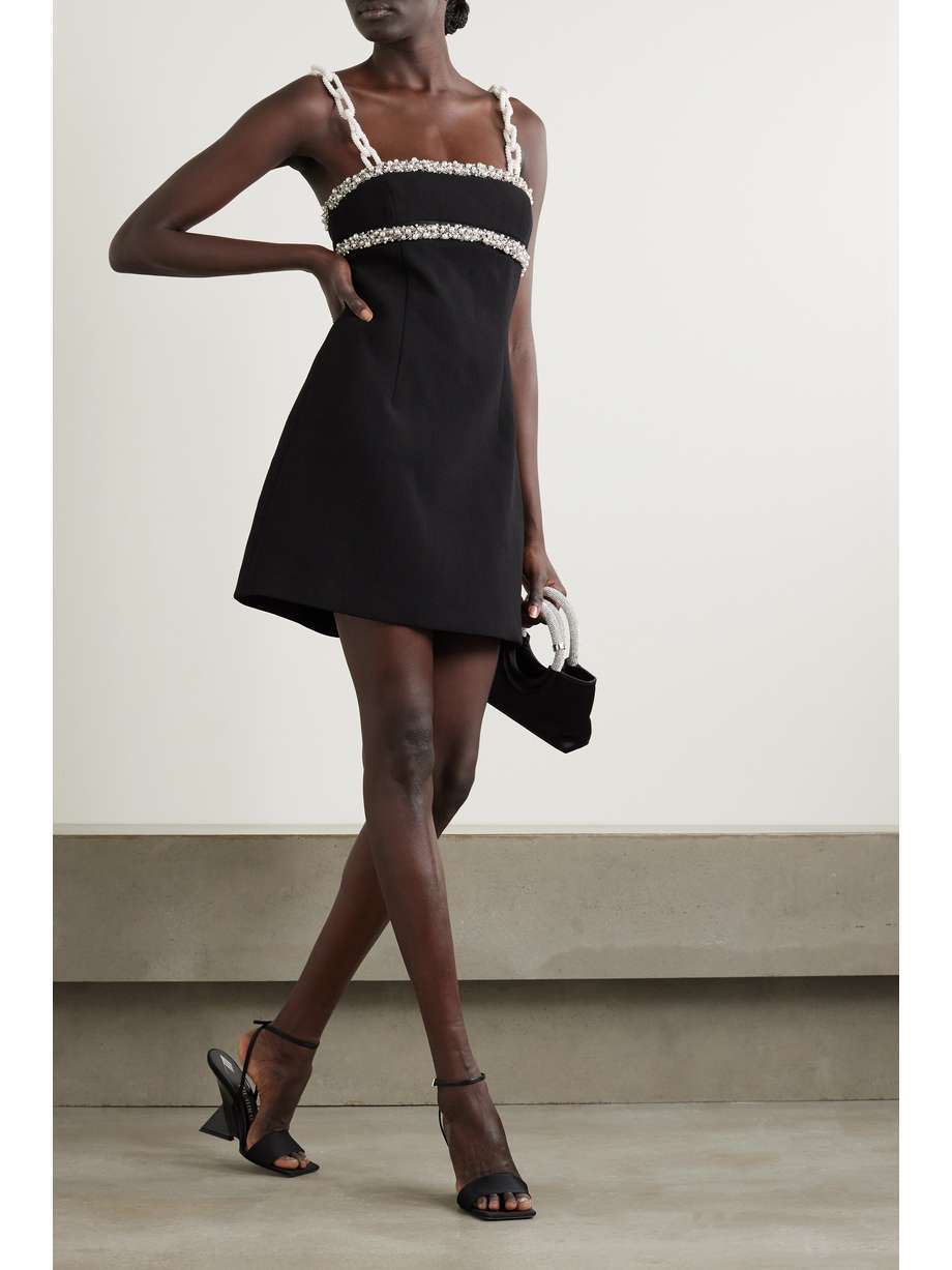REBECCA VALLANCE Eva embellished stretch-cady mini dress | NET-A-PORTER