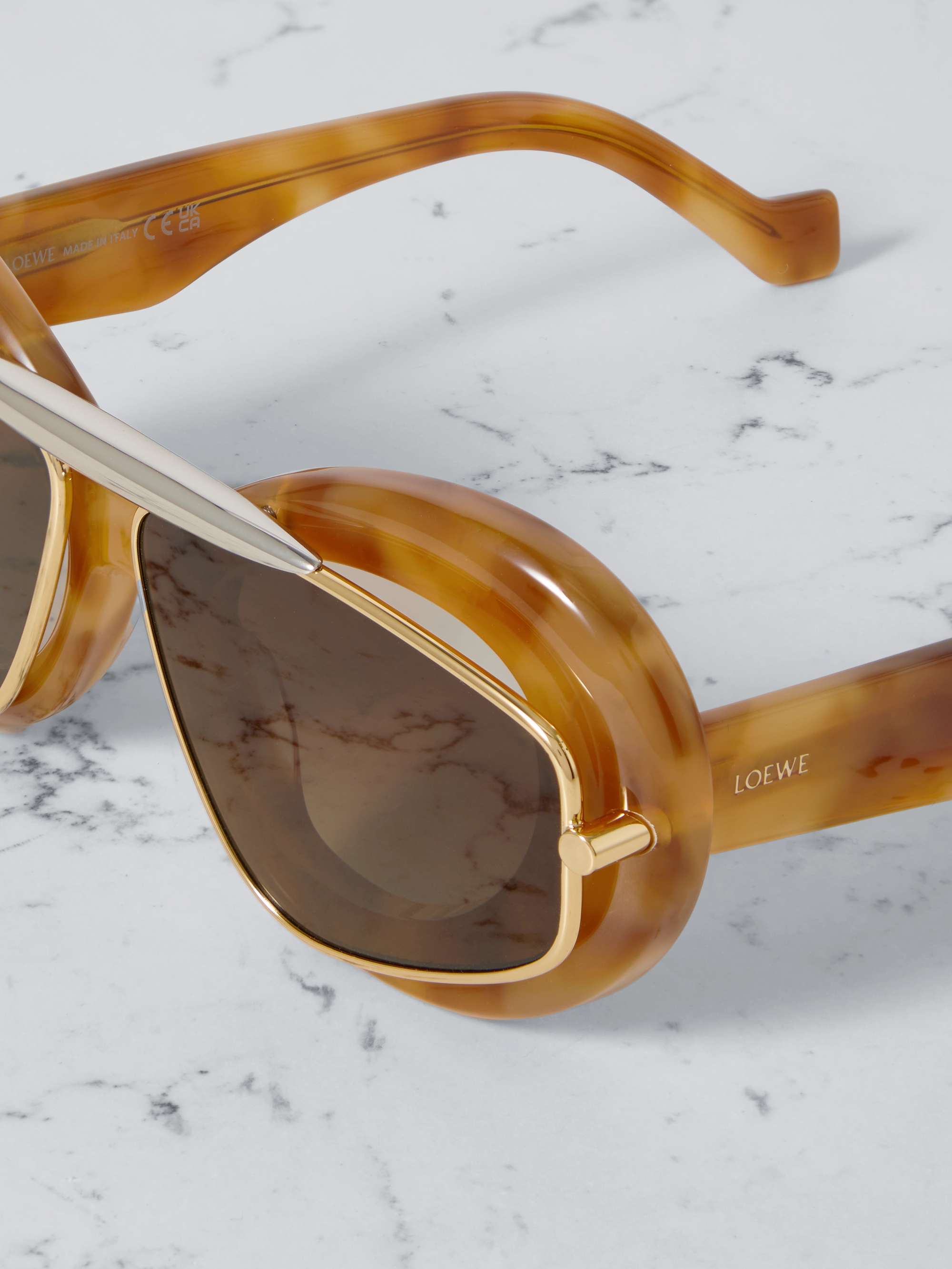 LOEWE EYEWEAR Double-frame aviator-style gold and silver-tone and ...