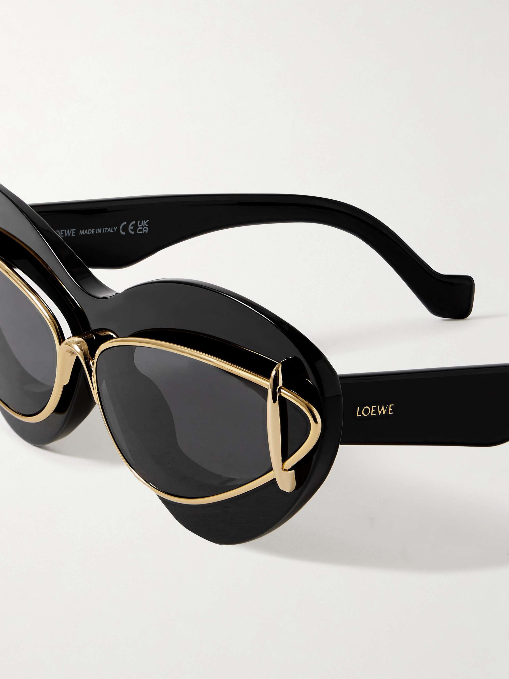 LOEWE EYEWEAR Double-frame cat-eye gold-tone and acetate sunglasses ...