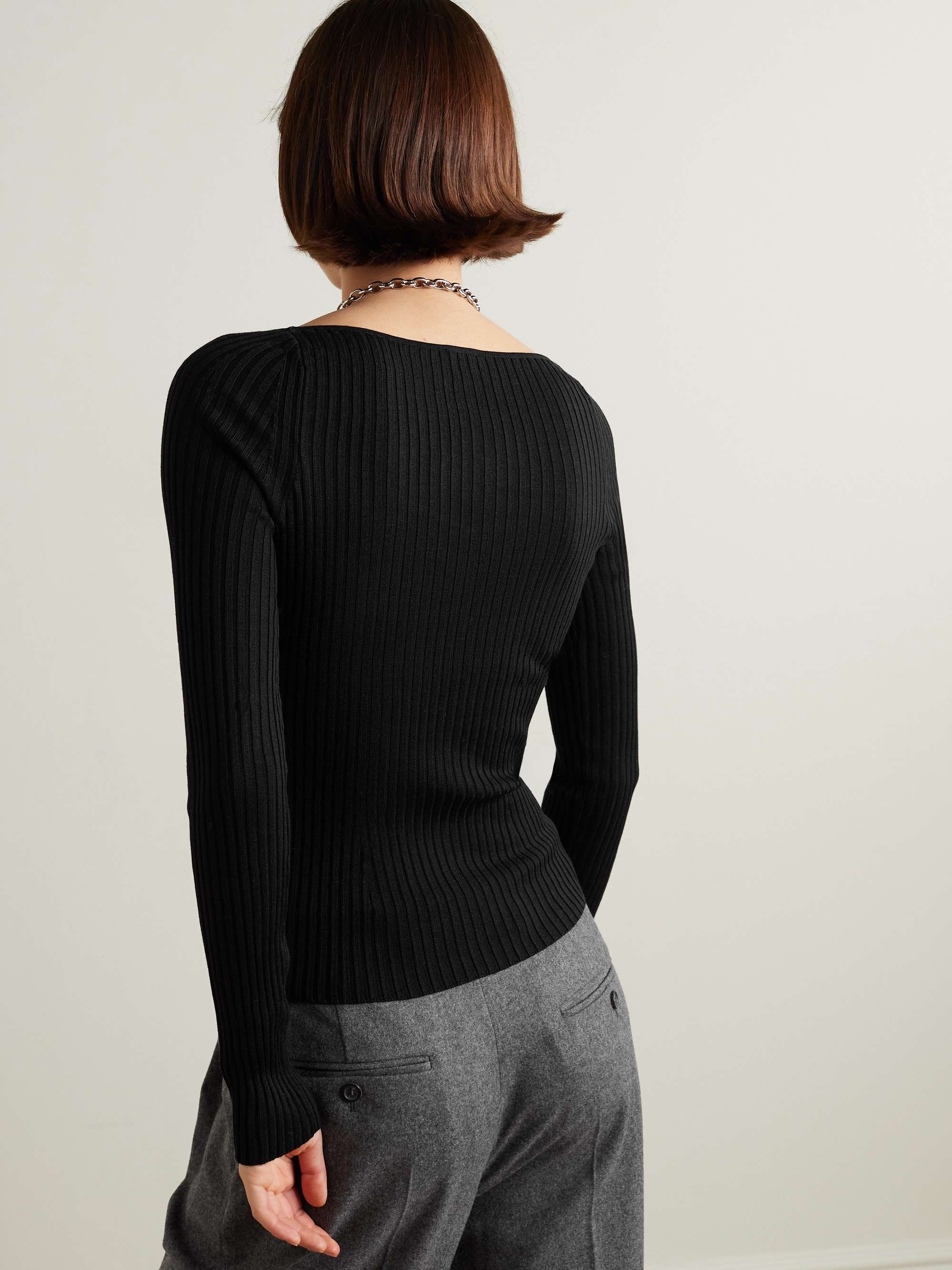 ADAM LIPPES Florentine ribbed silk and cashmere-blend top | NET-A-PORTER