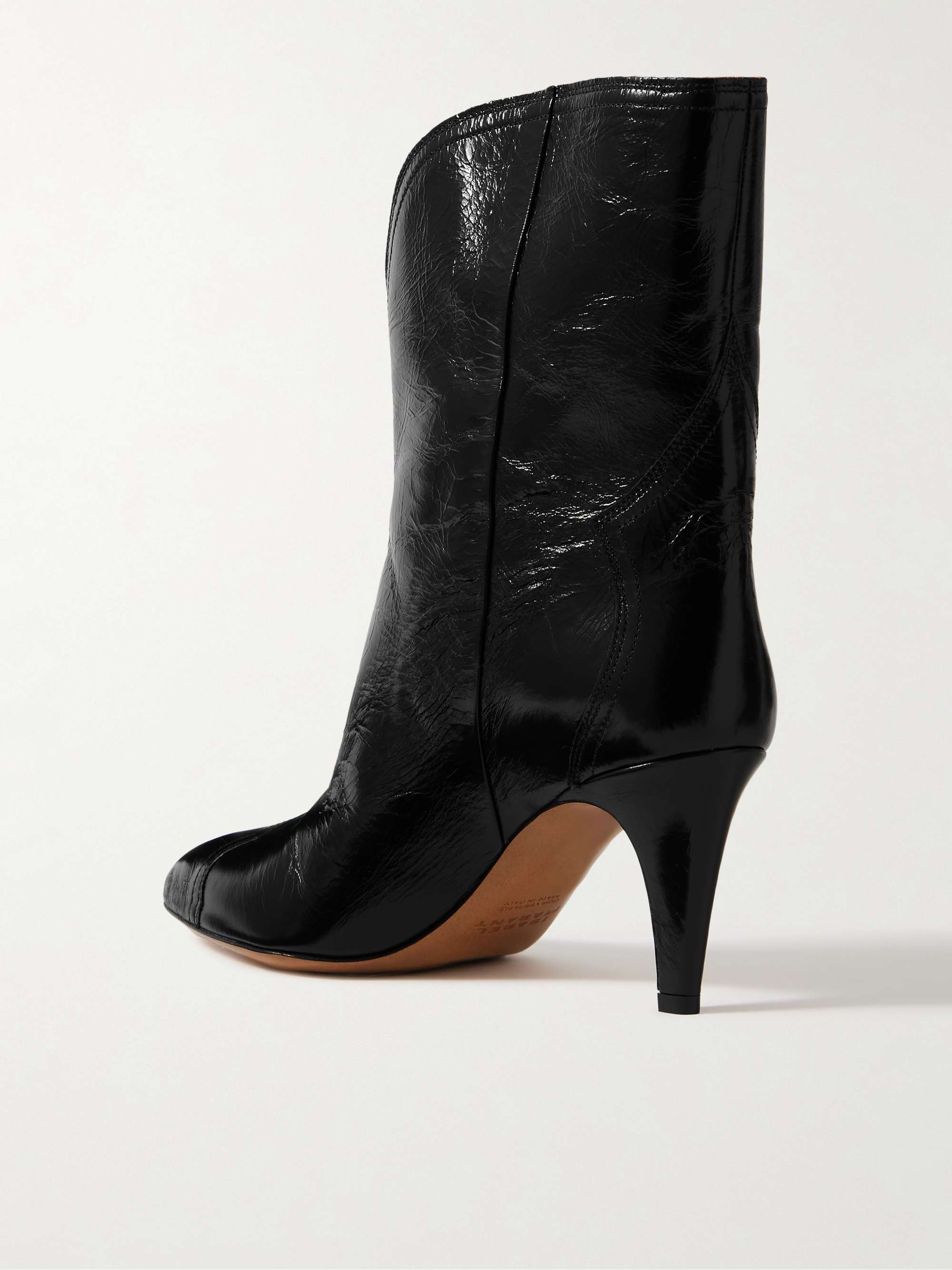 ISABEL MARANT Dytho glossed crinkled-leather cowboy boots | NET-A-PORTER