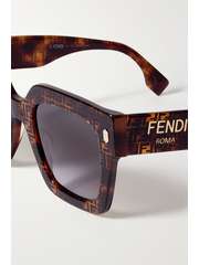 FENDI EYEWEAR Roma oversized square-frame tortoiseshell acetate ...