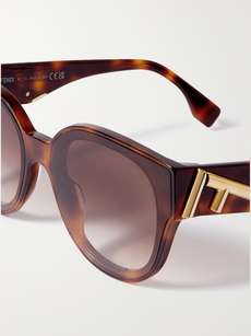 FENDI EYEWEAR First D-frame embellished tortoiseshell acetate ...