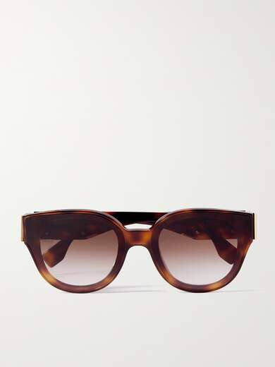 FENDI EYEWEAR First D-frame embellished tortoiseshell acetate ...