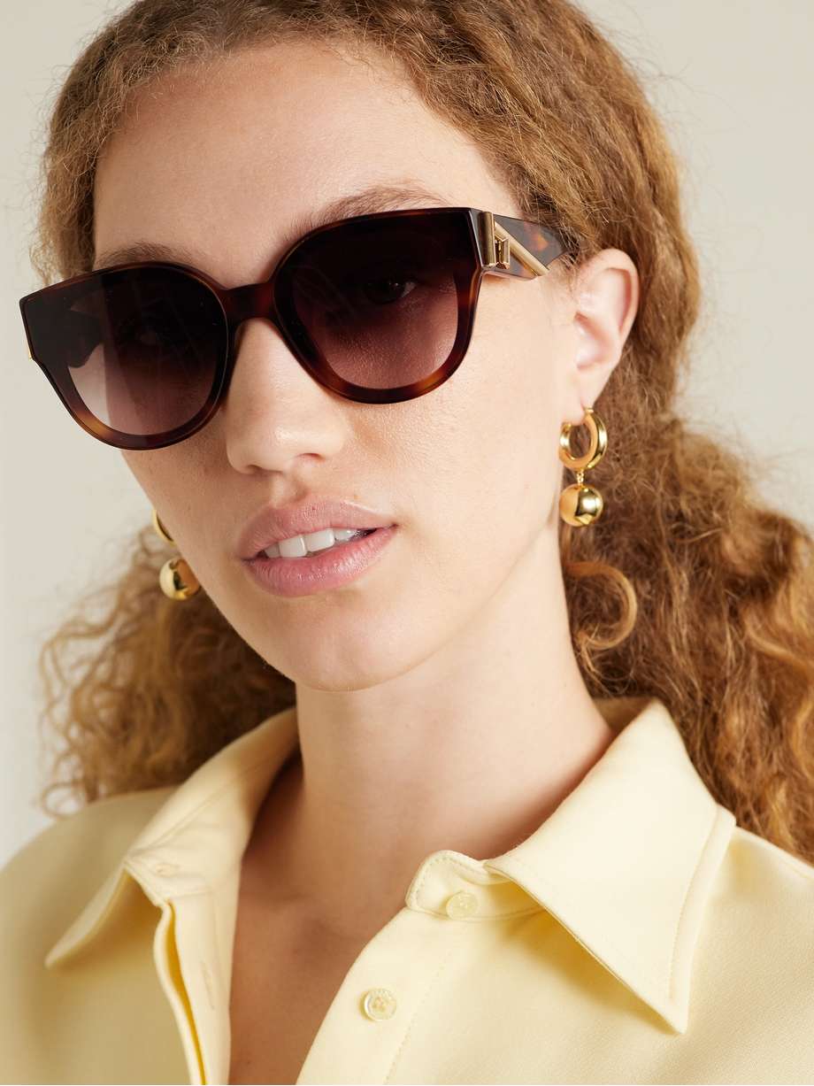 FENDI EYEWEAR First D-frame embellished tortoiseshell acetate ...
