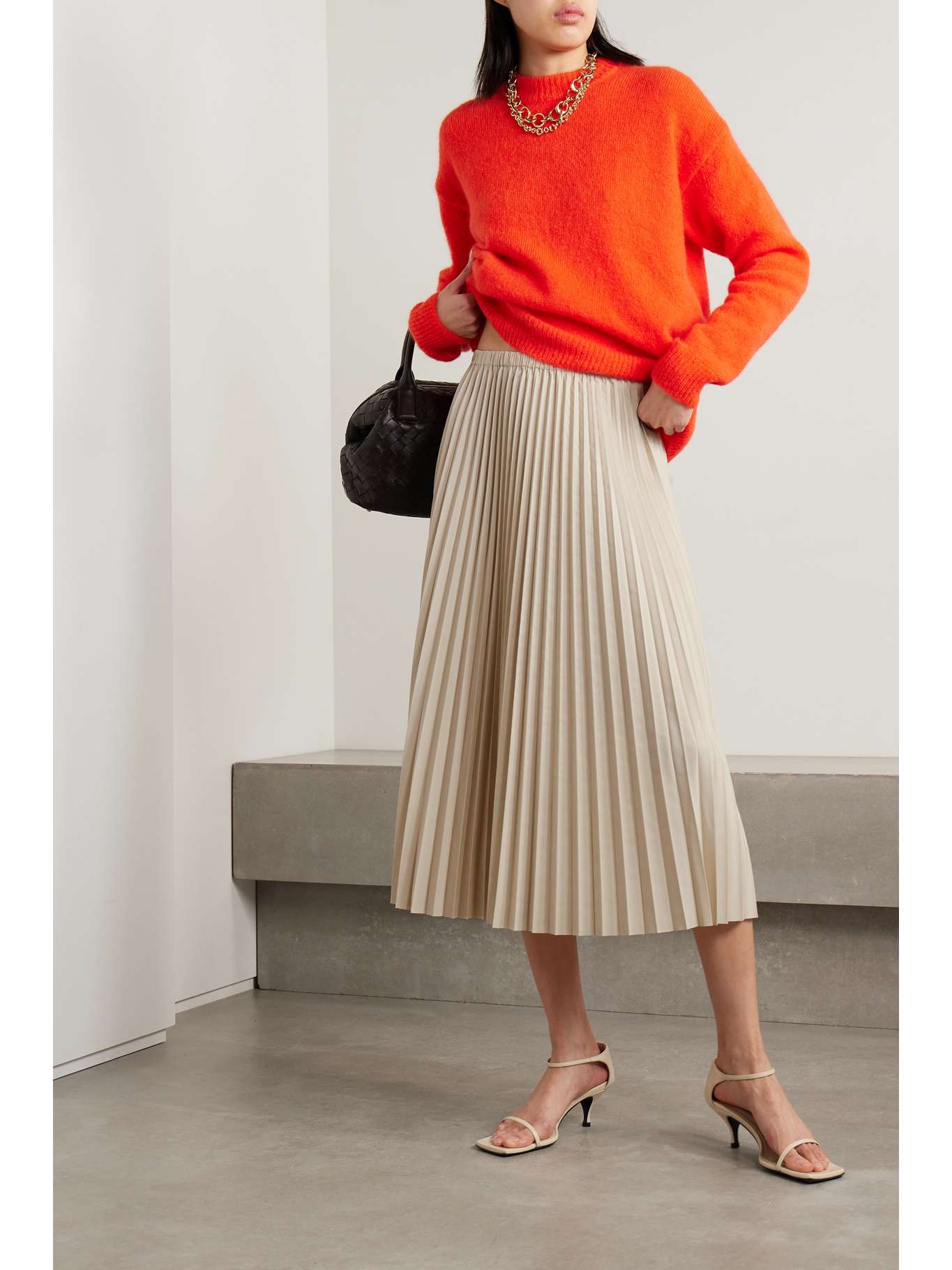 TIBI Pleated shell midi skirt | NET-A-PORTER