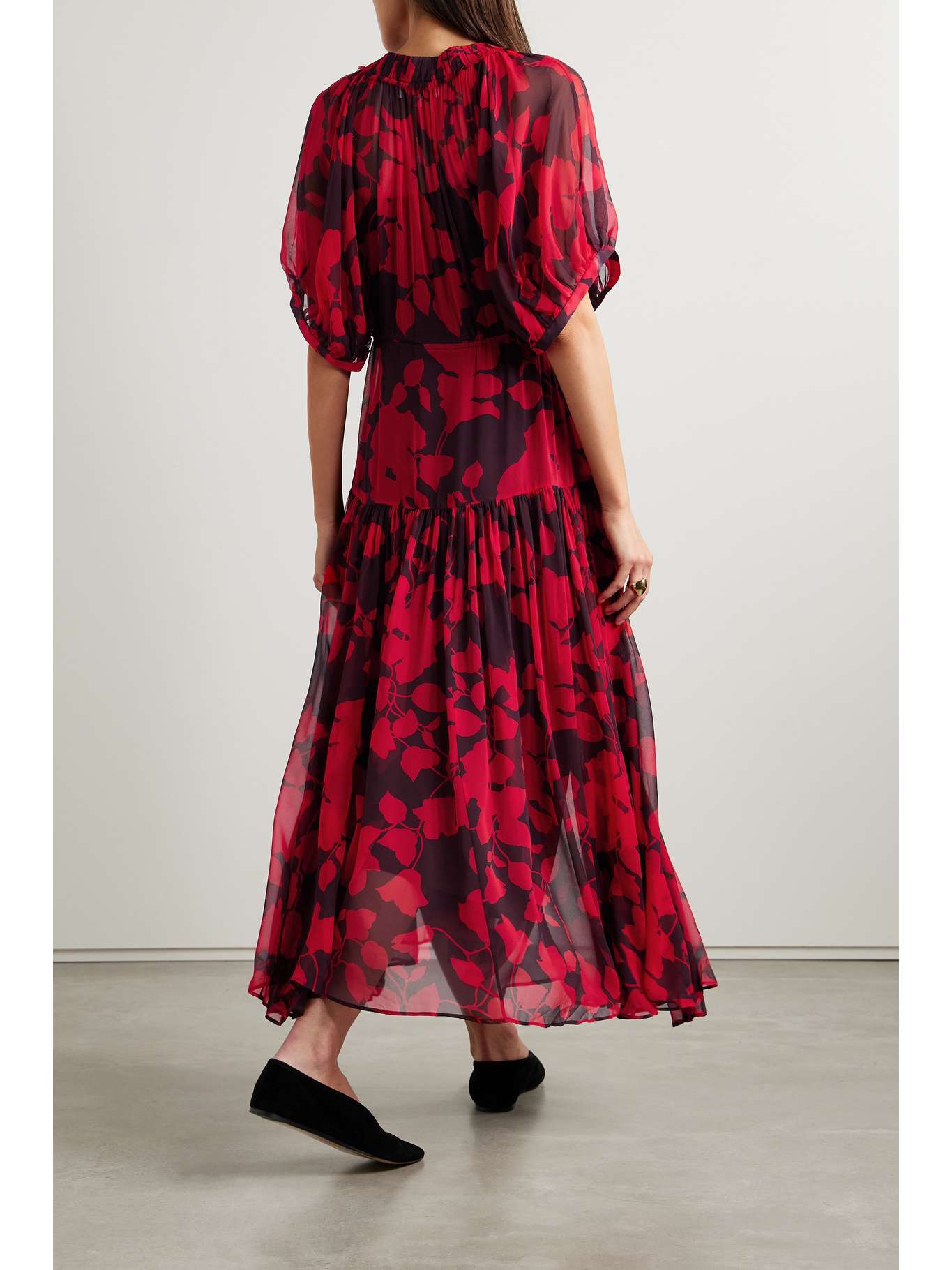 LA LIGNE Constance tiered floral-print silk-chiffon maxi dress | NET-A ...