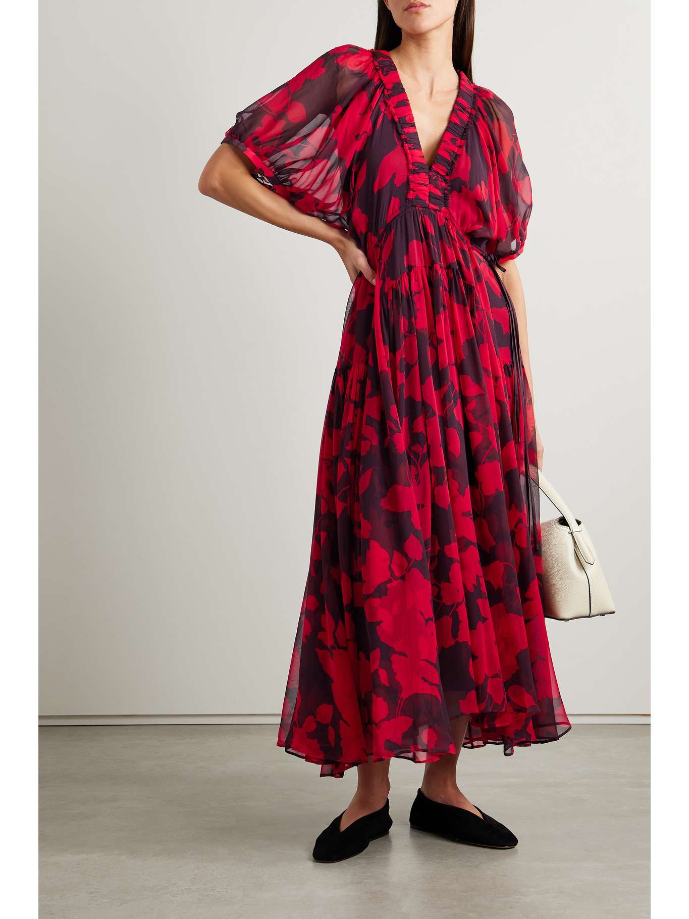 LA LIGNE Constance tiered floral-print silk-chiffon maxi dress | NET-A ...