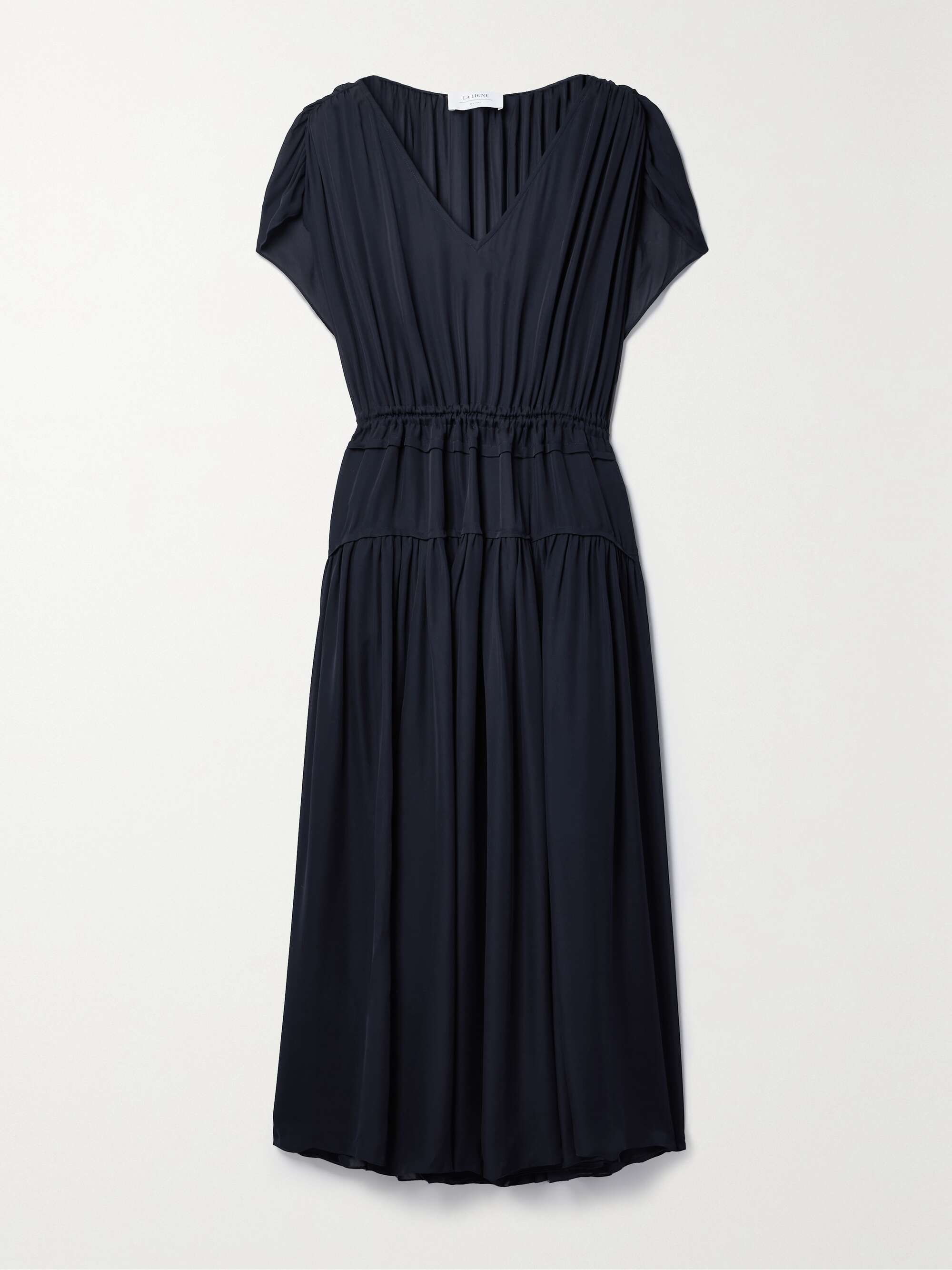 LA LIGNE Natalie gathered silk-chiffon midi dress | NET-A-PORTER