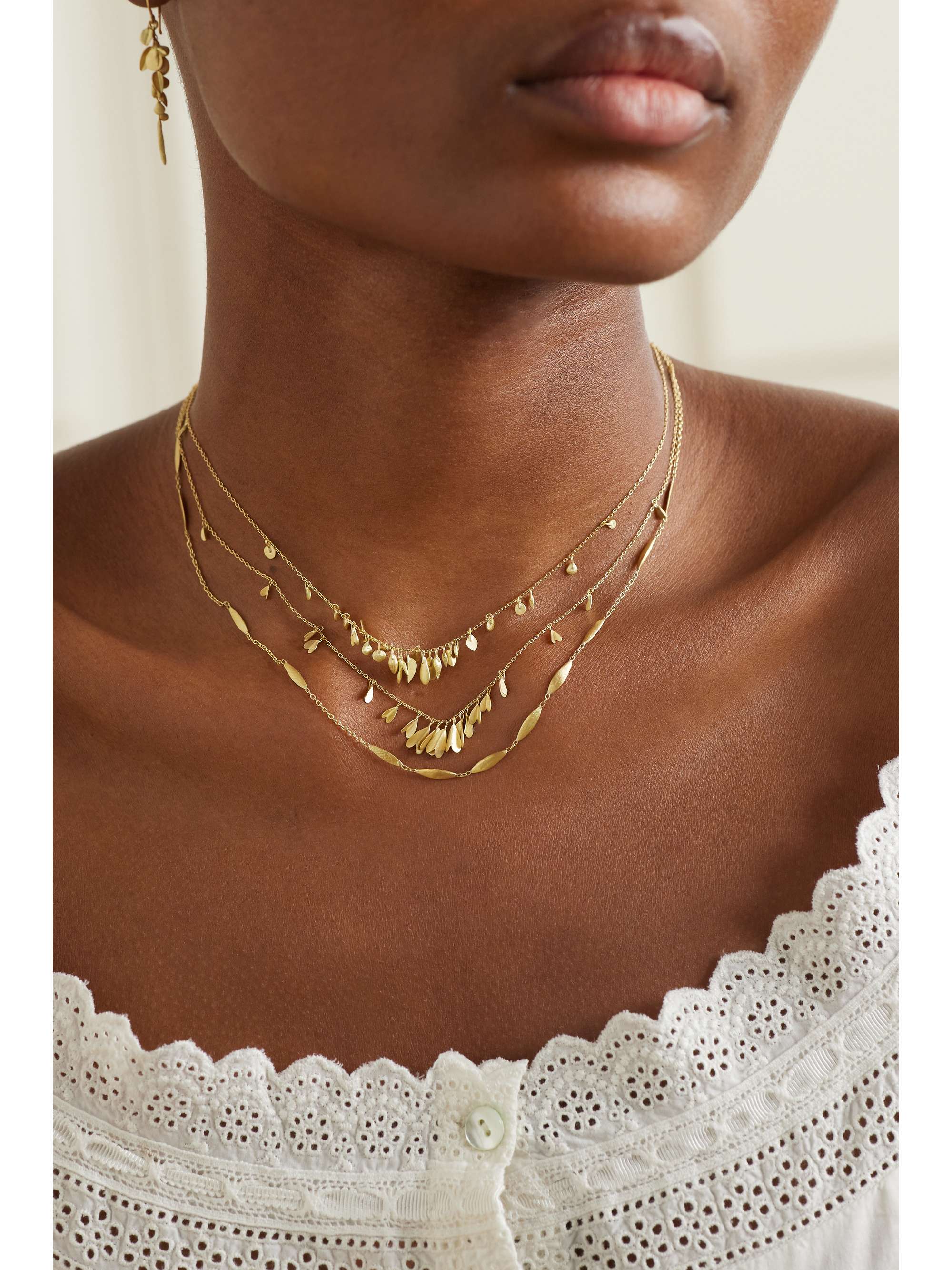 SIA TAYLOR Grass Seeds 18-karat gold necklace | NET-A-PORTER