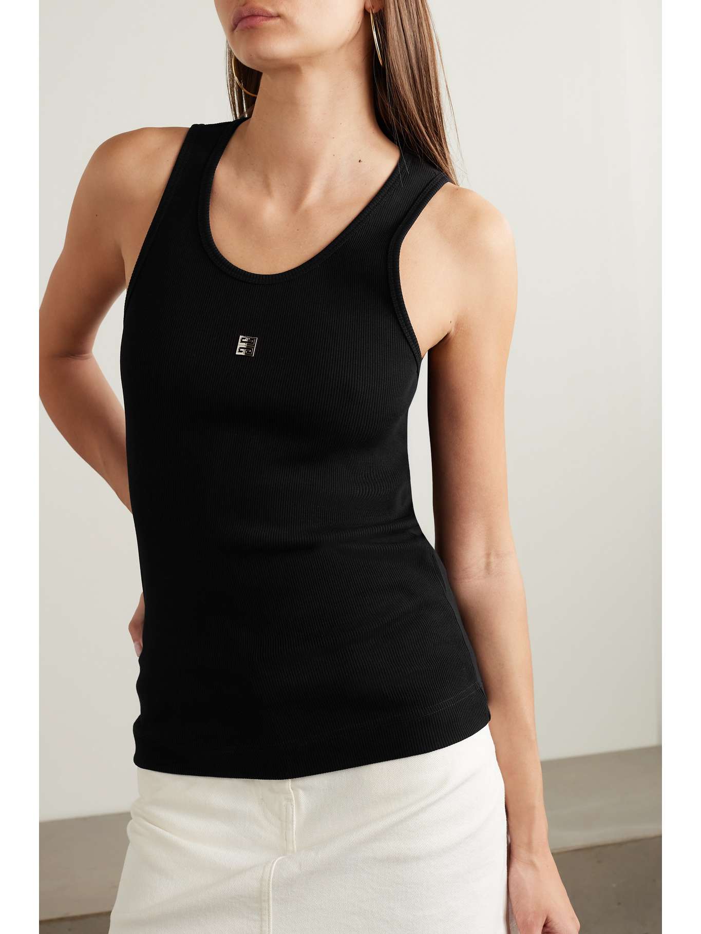 GIVENCHY Embellished ribbed stretch-cotton tank | NET-A-PORTER