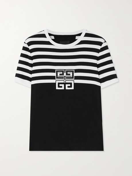 GIVENCHY Appliquéd striped cotton-jersey T-shirt | NET-A-PORTER