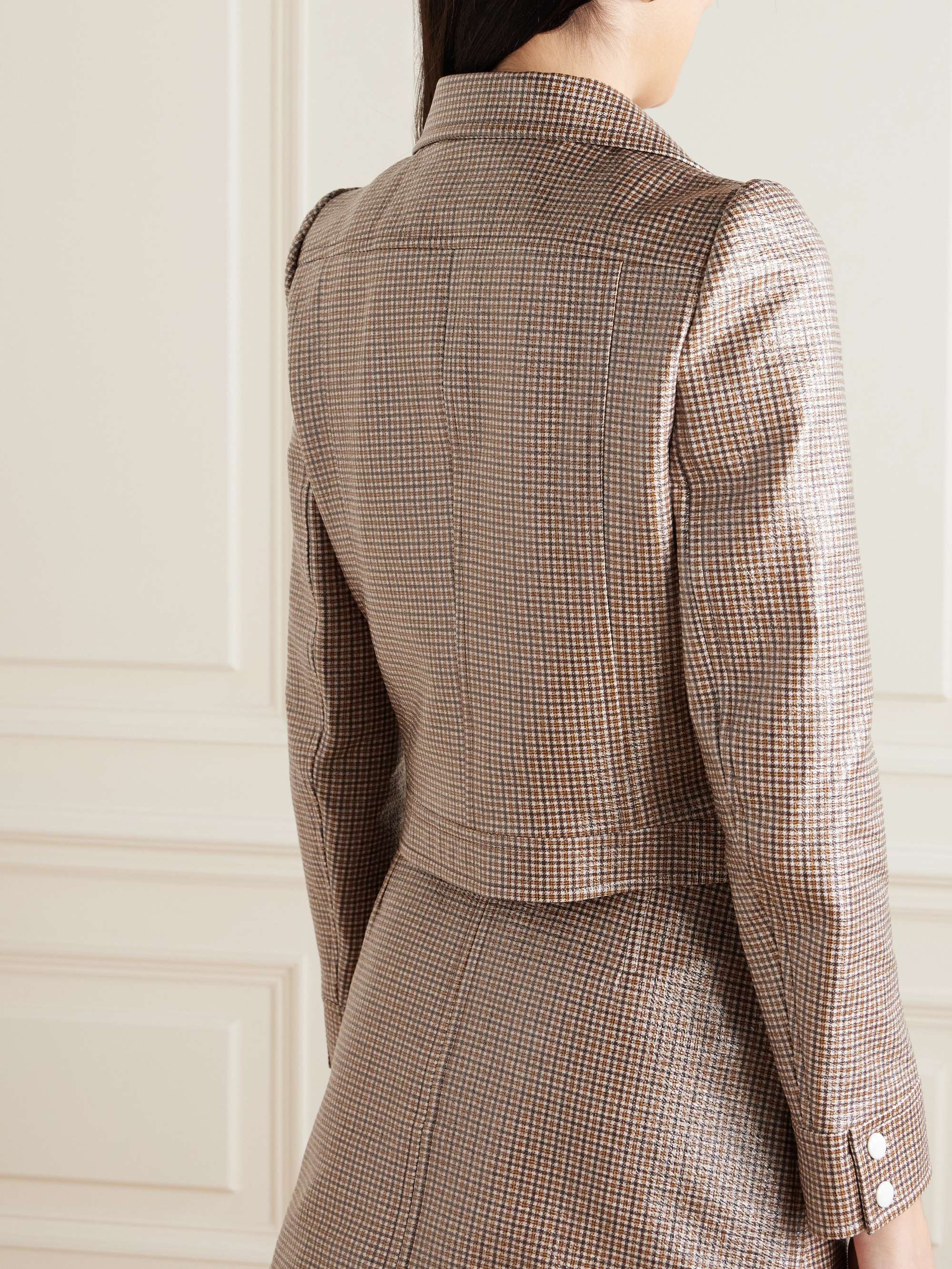 COURREGES Reedition cropped appliquéd checked coated cotton-blend ...