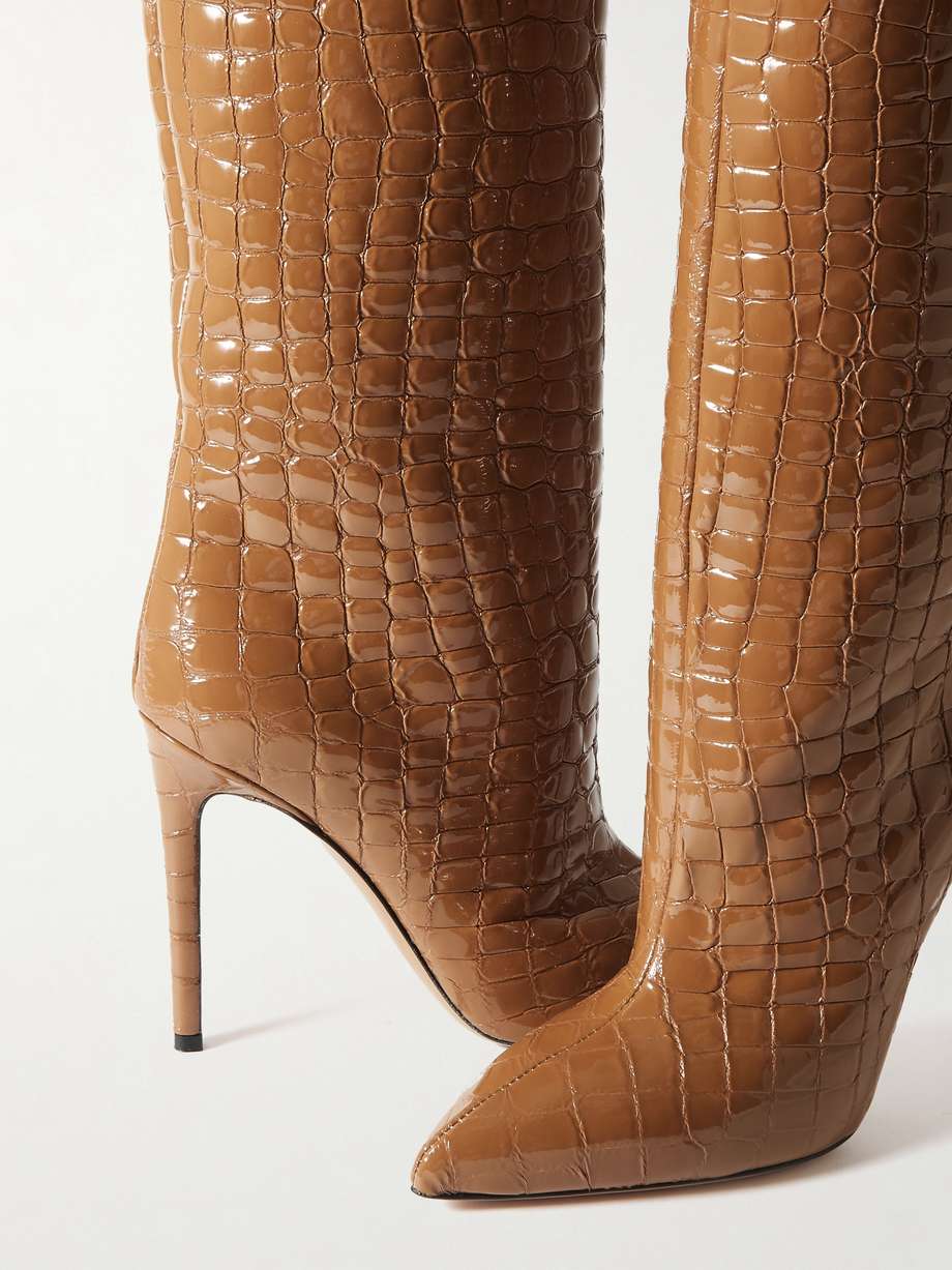 PARIS TEXAS Croc-effect leather knee boots | NET-A-PORTER