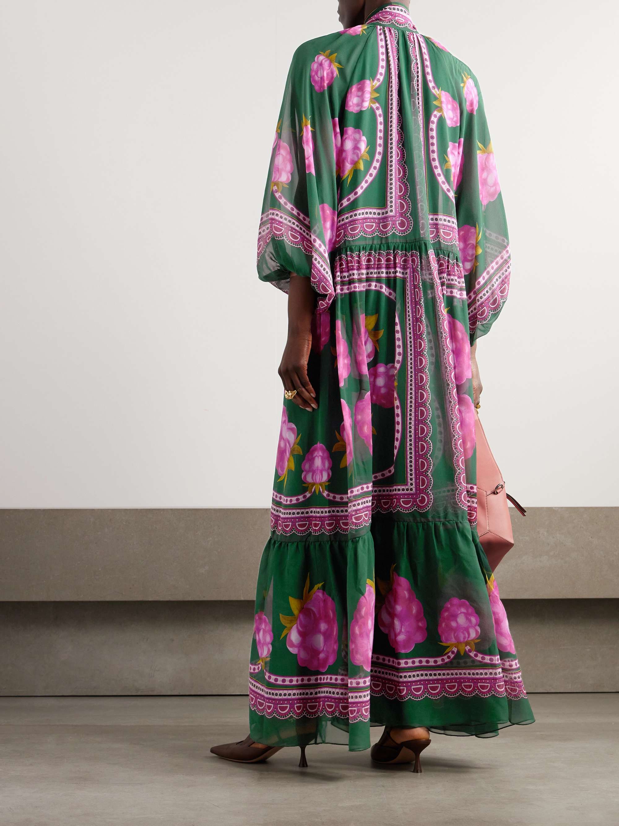 LA DOUBLEJ Athena belted pleated printed silk-chiffon maxi dress | NET-A-PORTER