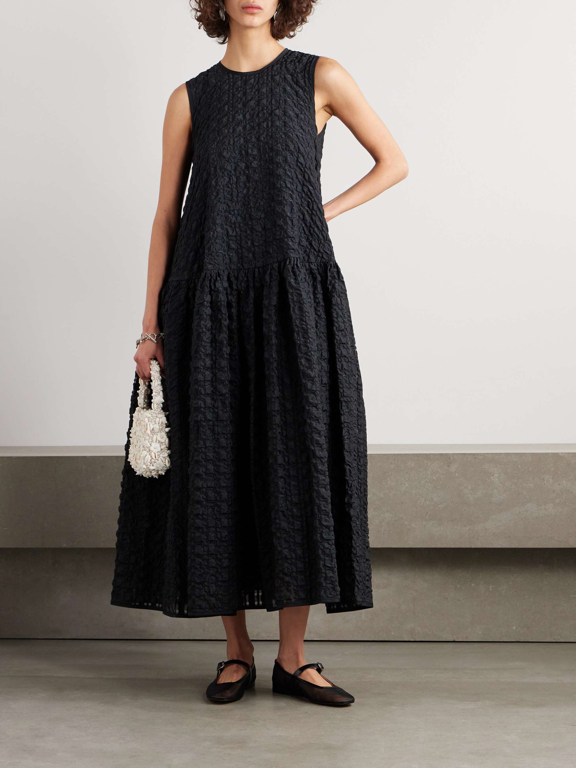 CECILIE BAHNSEN Anna Karin tiered checked seersucker maxi dress | NET-A ...