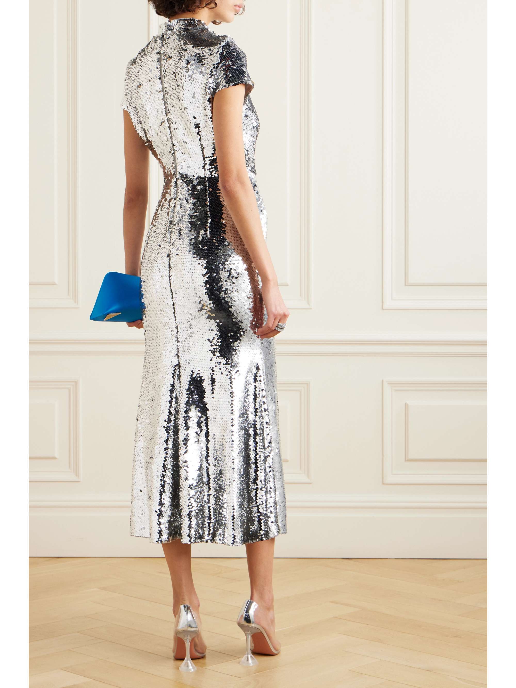 SELF-PORTRAIT Sequined tulle midi dress | NET-A-PORTER