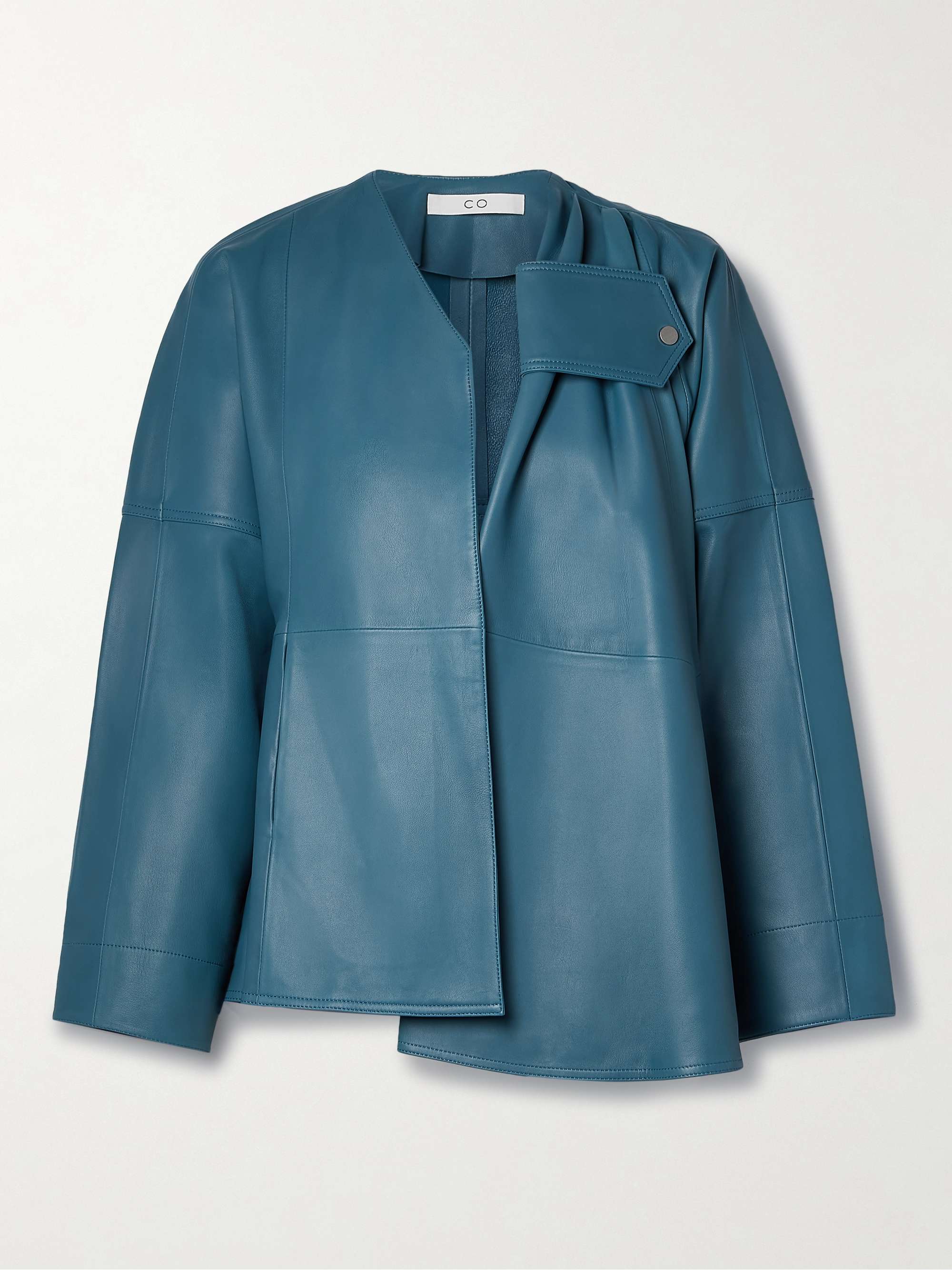 CO Asymmetric gathered leather jacket | NET-A-PORTER