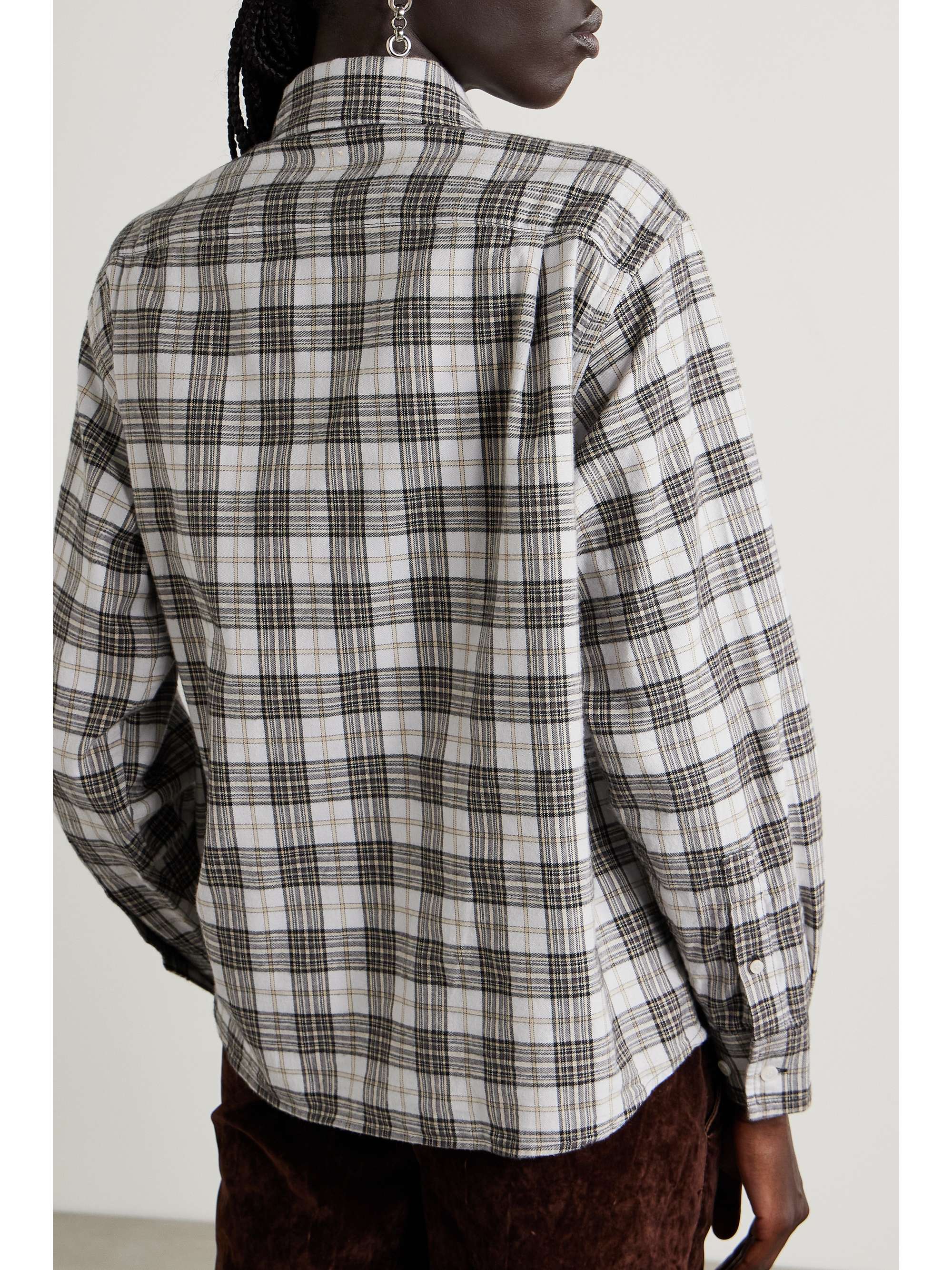 ACNE STUDIOS Appliquéd checked cotton-flannel shirt | NET-A-PORTER