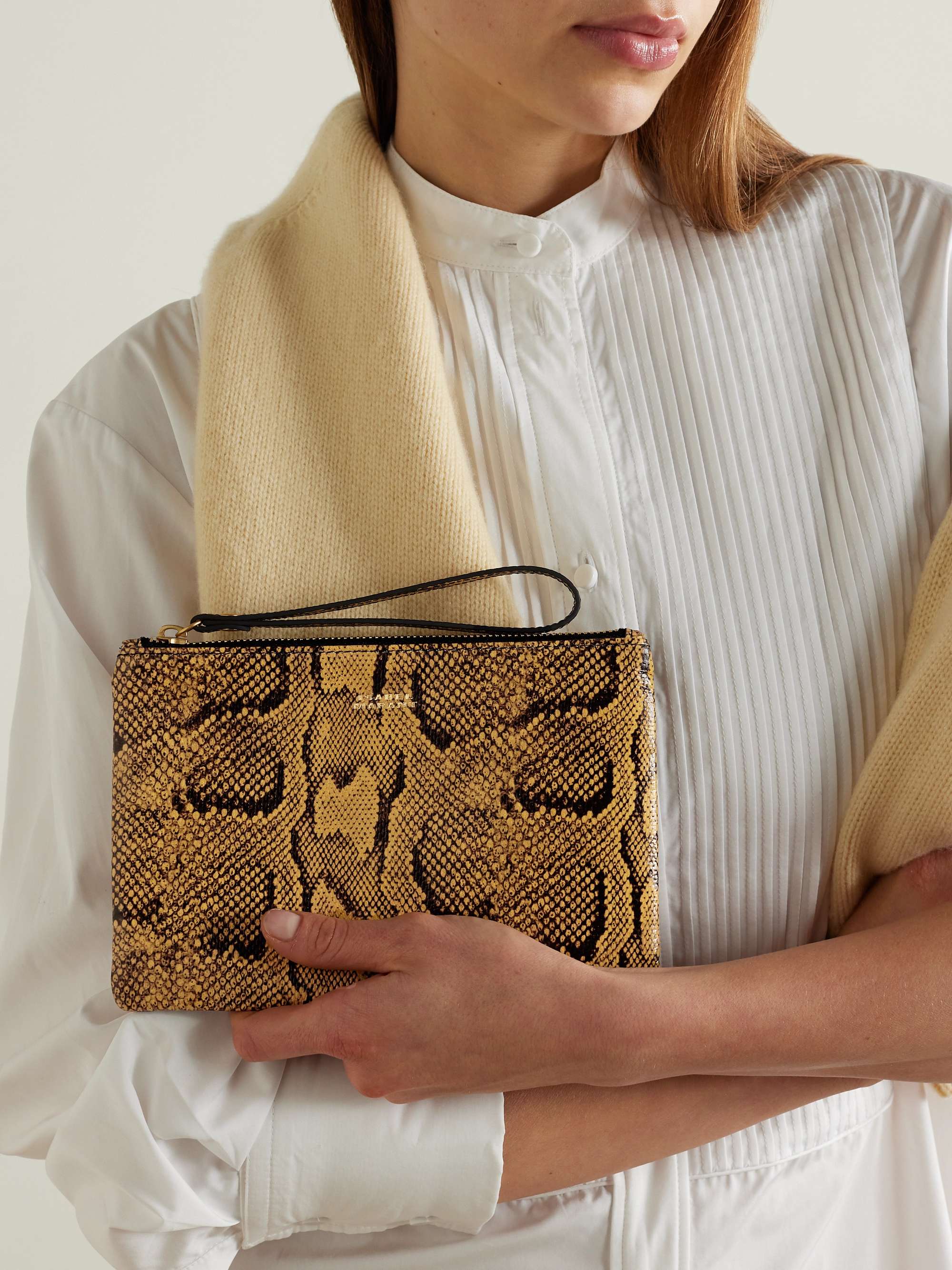 ISABEL MARANT Snake-effect leather pouch | NET-A-PORTER
