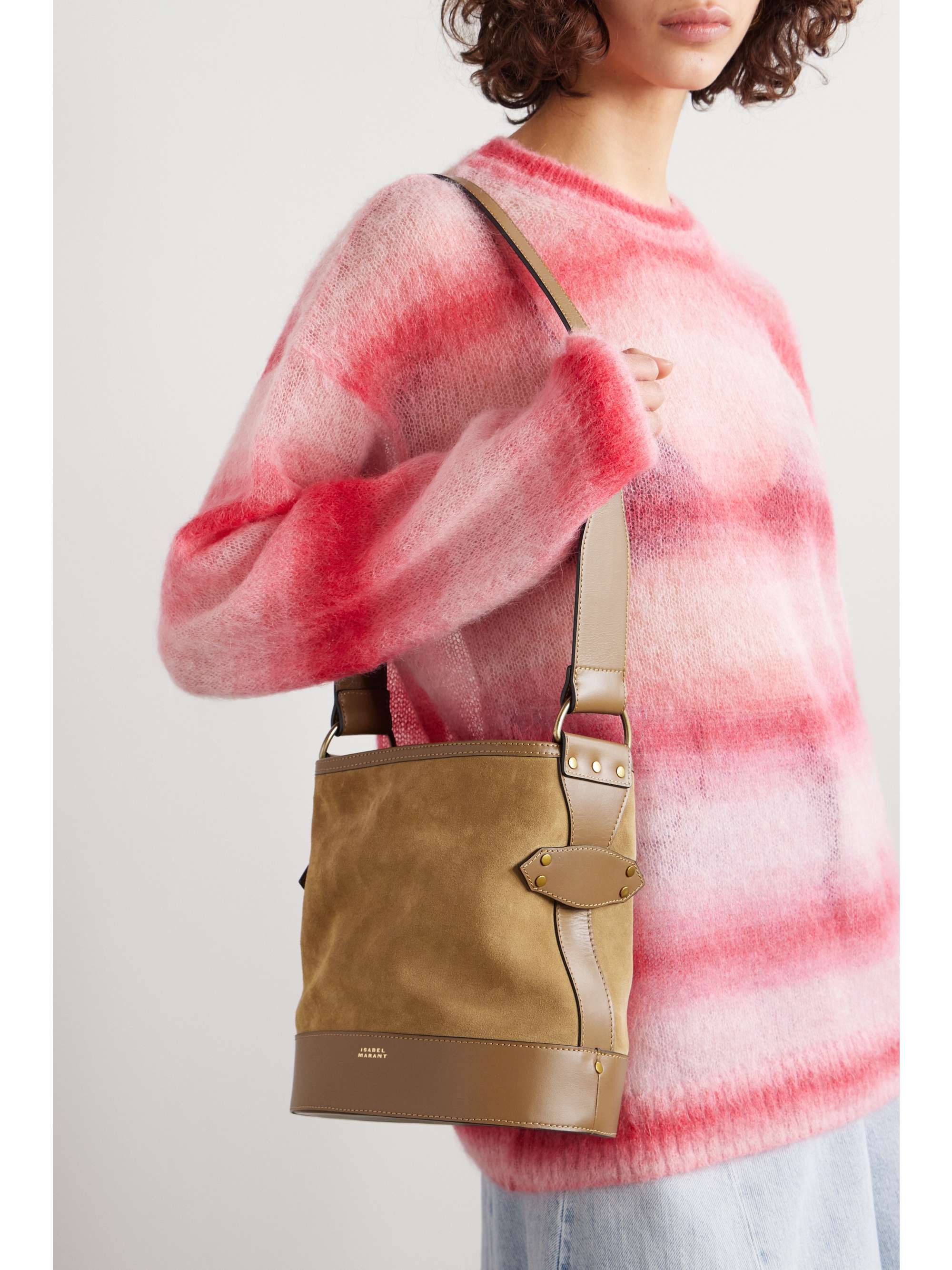 ISABEL MARANT Samara leather-trimmed suede bucket bag | NET-A-PORTER