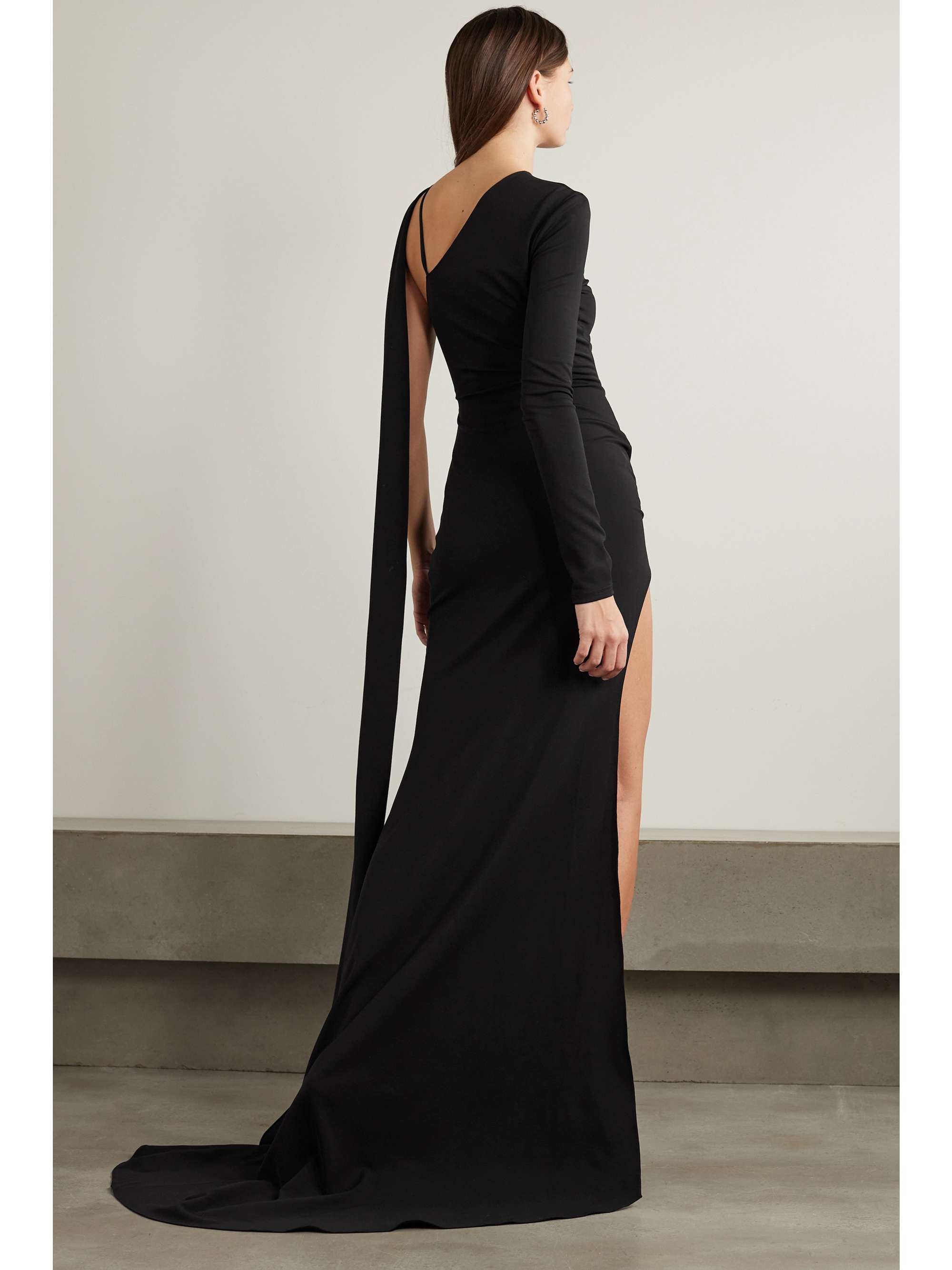 DAVID KOMA One-shoulder asymmetric knotted cutout jersey gown | NET-A ...