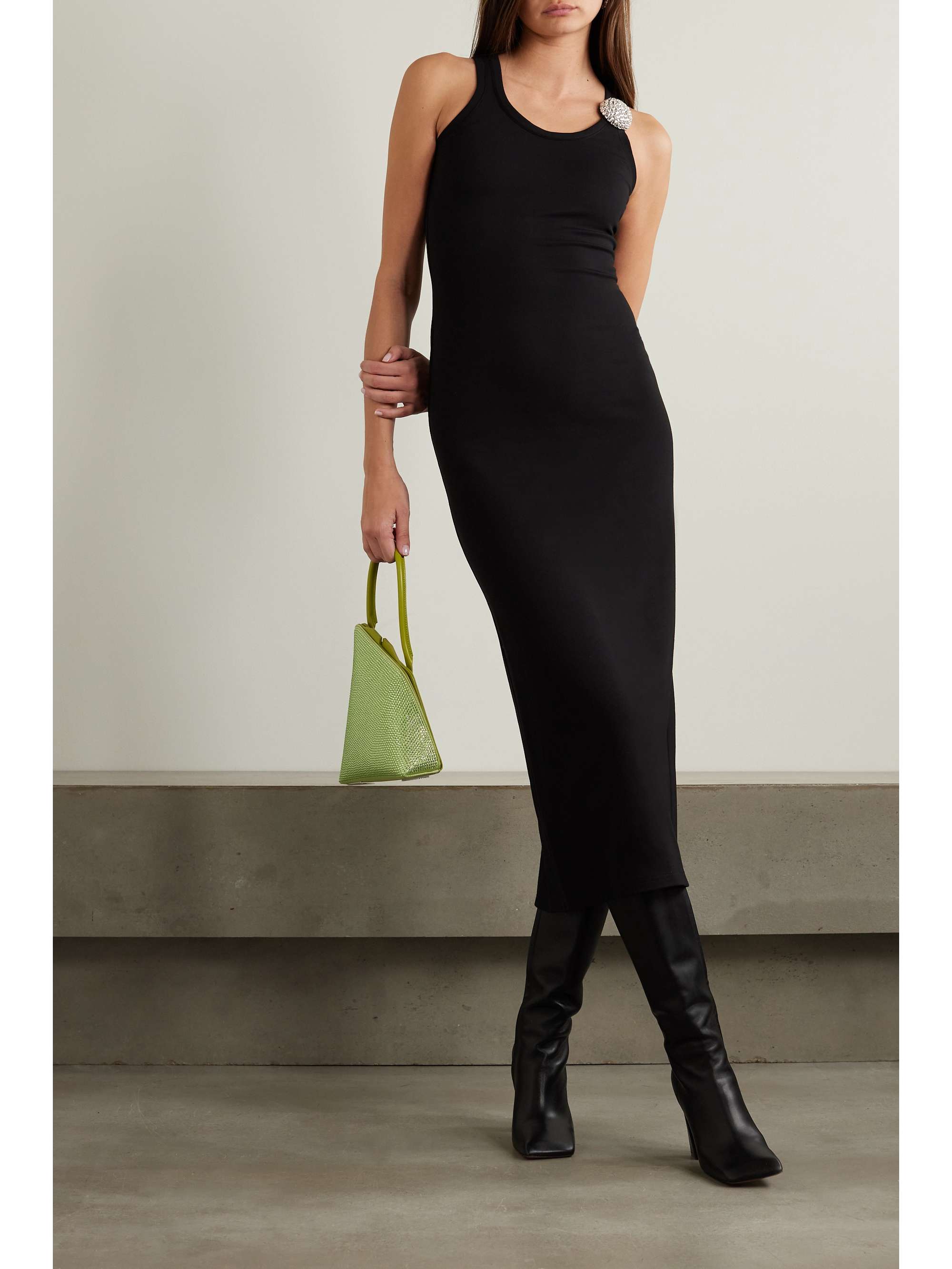 DAVID KOMA Crystal-embellished stretch-jersey midi dress | NET-A-PORTER