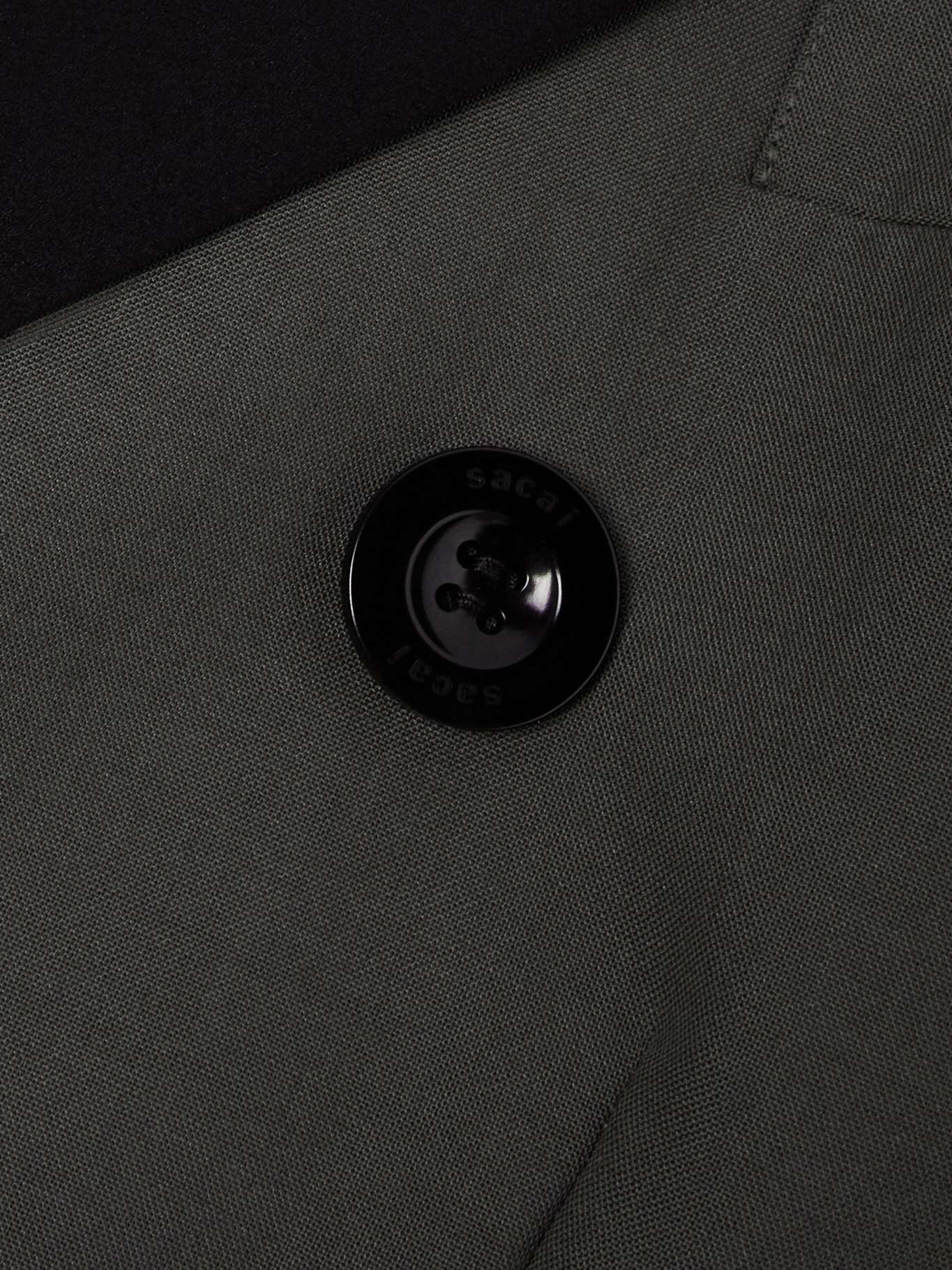 SACAI Belted double-breasted satin-trimmed woven blazer | NET-A-PORTER