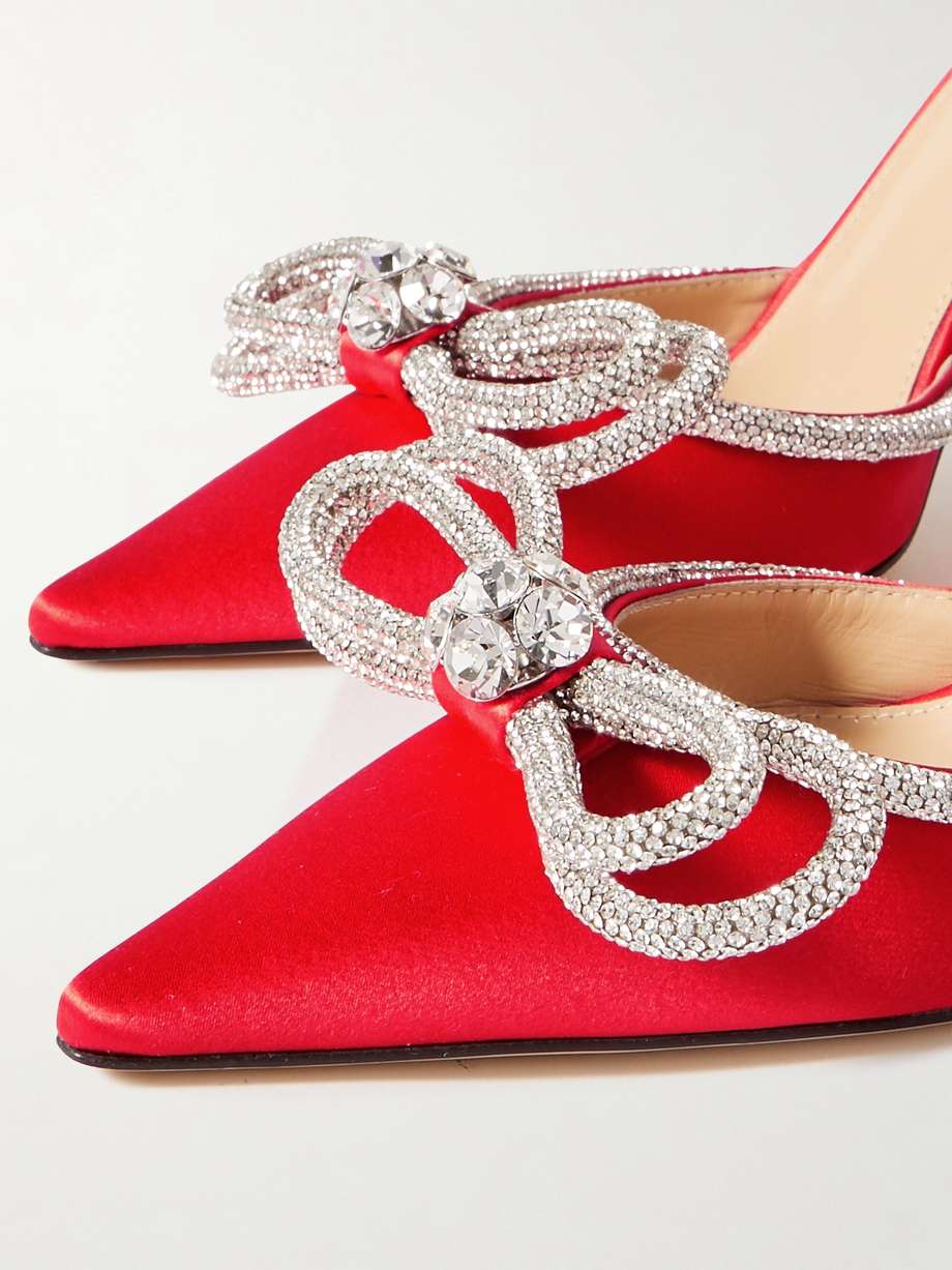 MACH & MACH Double Bow crystal-embellished silk-satin pumps | NET-A-PORTER