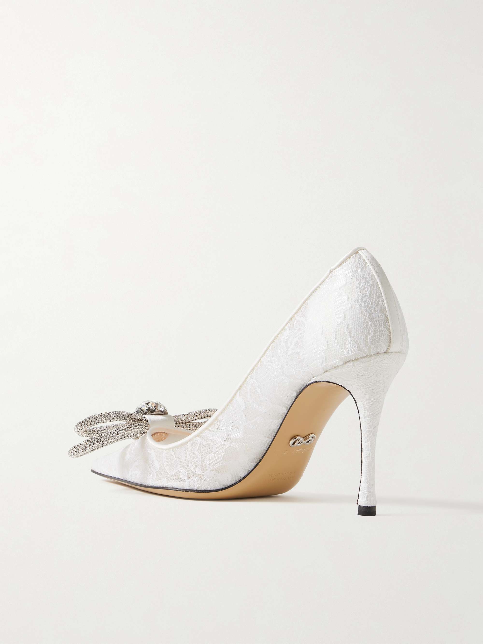 MACH & MACH Double Bow crystal-embellished lace pumps | NET-A-PORTER