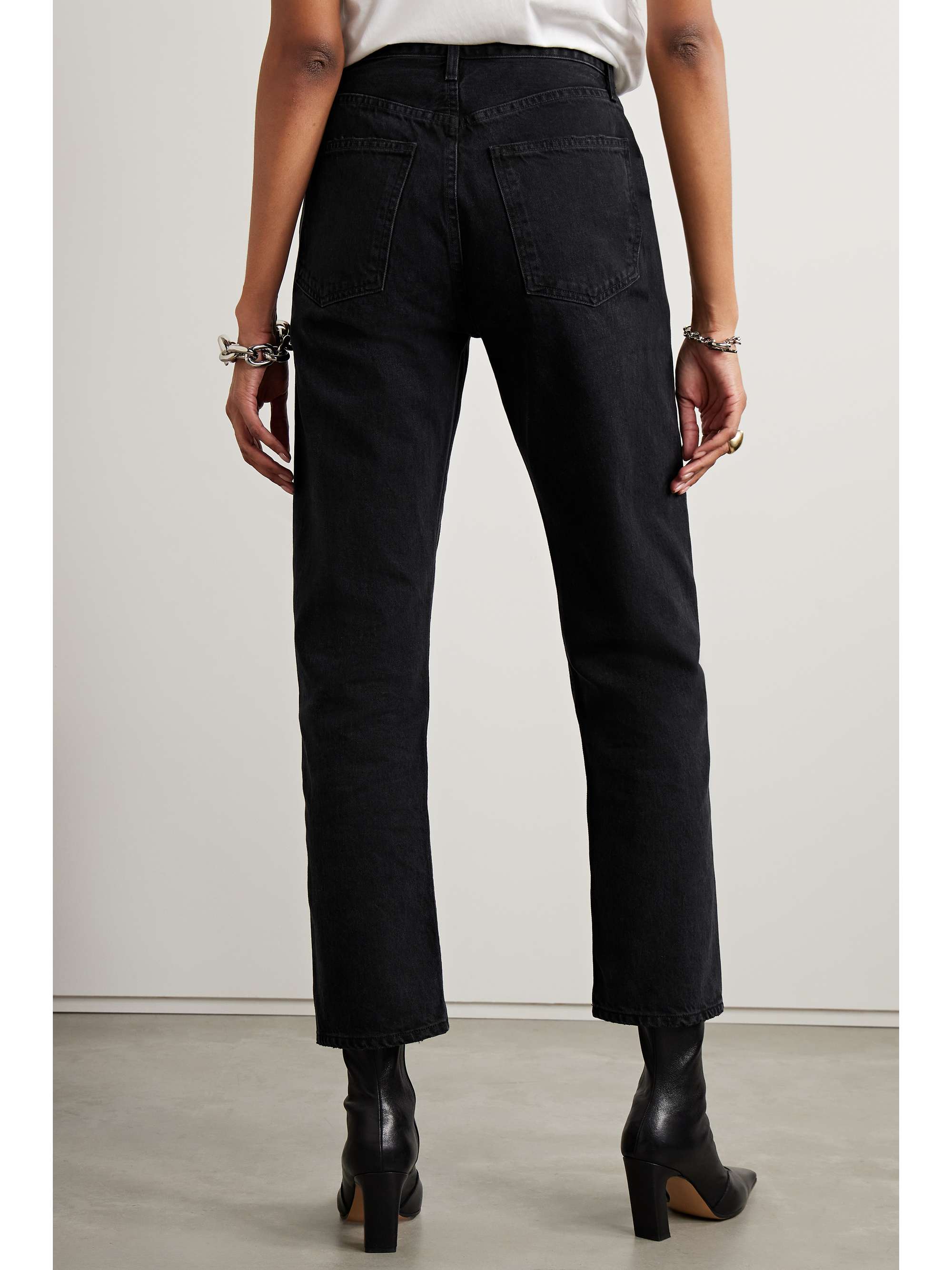 AGOLDE + NET SUSTAIN Ryder recycled leather-paneled high-rise straight ...