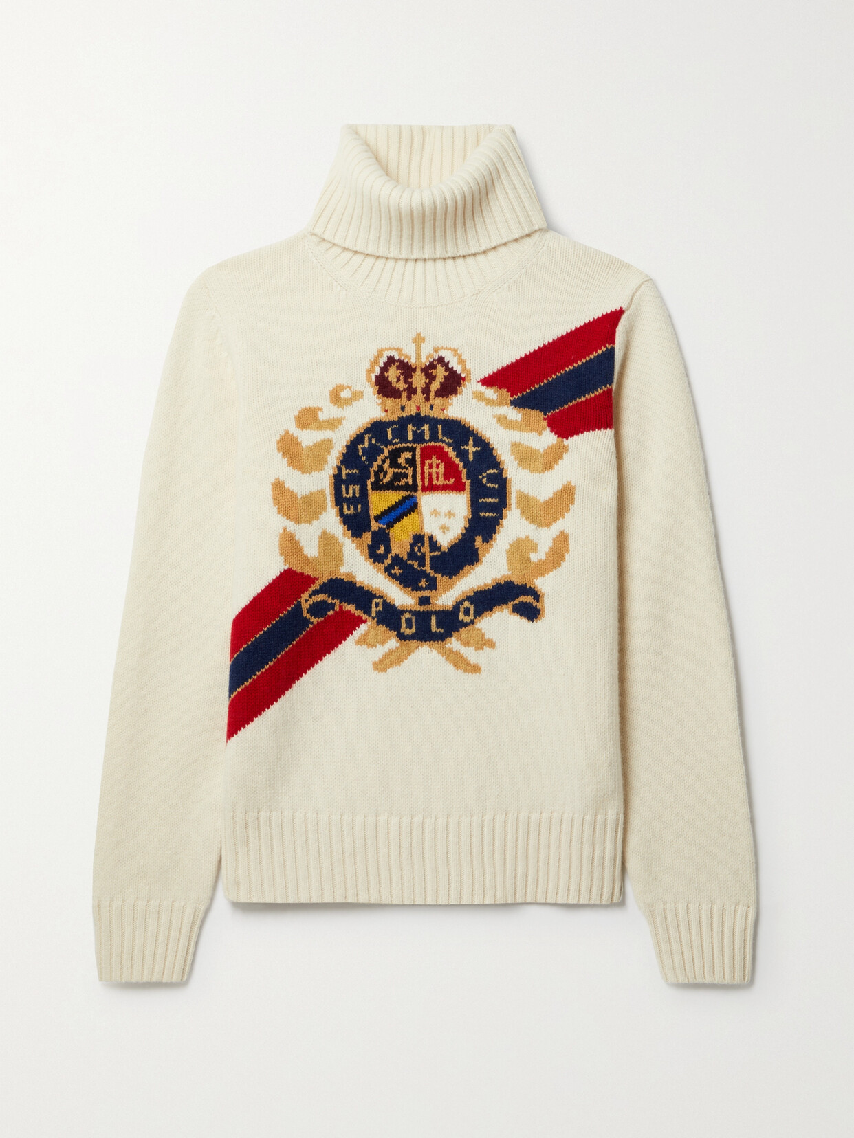 Polo Ralph Lauren Intarsia Wool Turtleneck Sweater In White | ModeSens