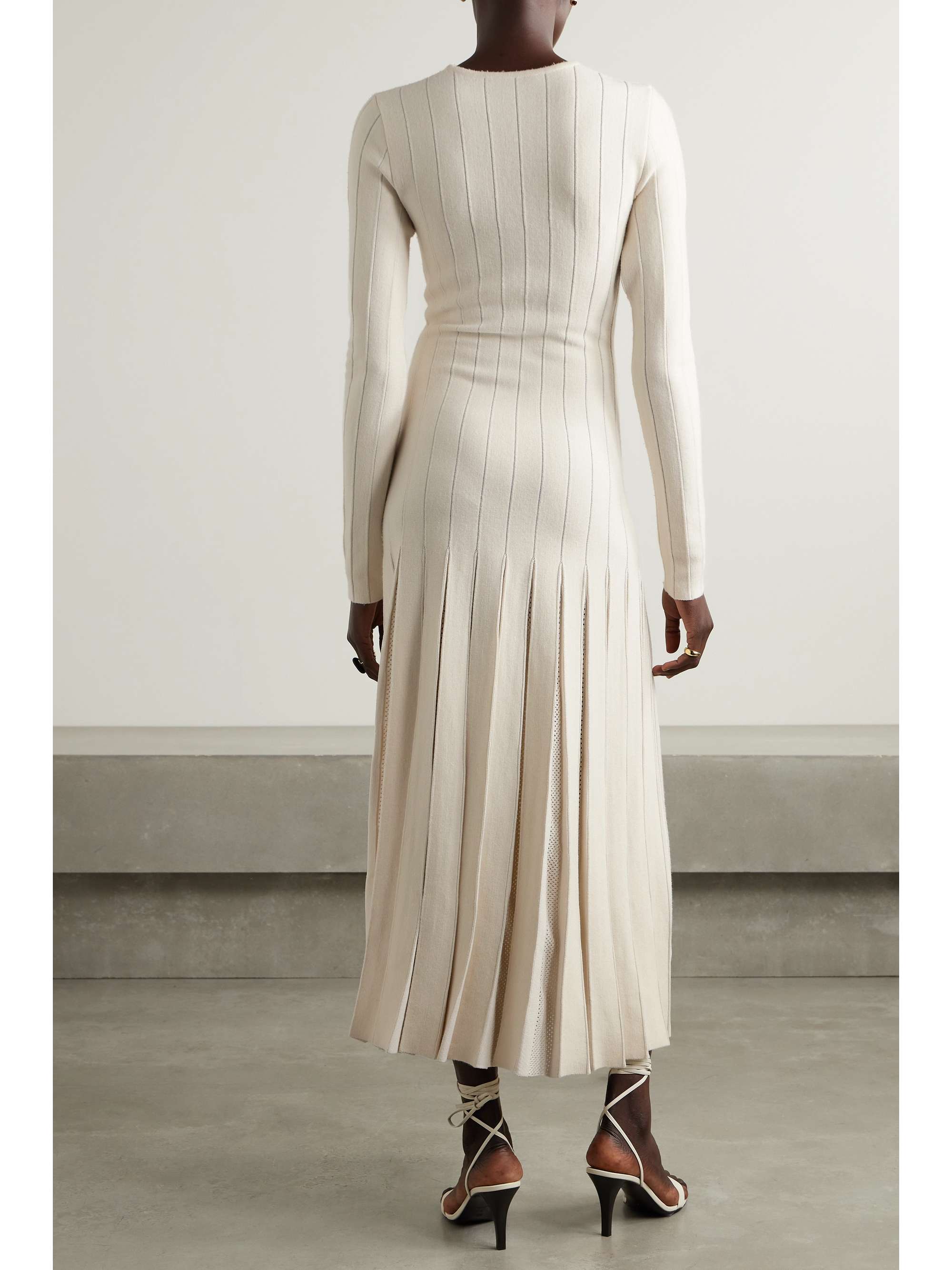 GABRIELA HEARST Walsh crochet-trimmed pleated wool midi dress | NET-A-PORTER