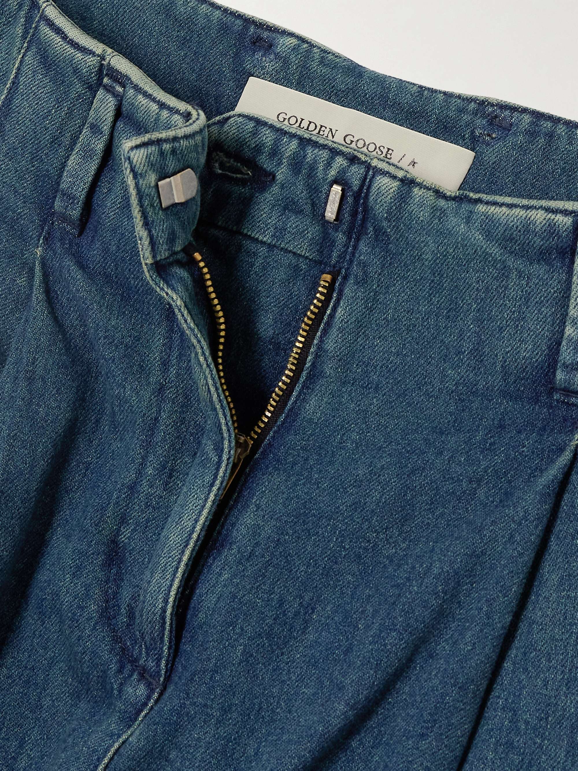 GOLDEN GOOSE Embellished pleated high-rise wide-leg jeans | NET-A-PORTER
