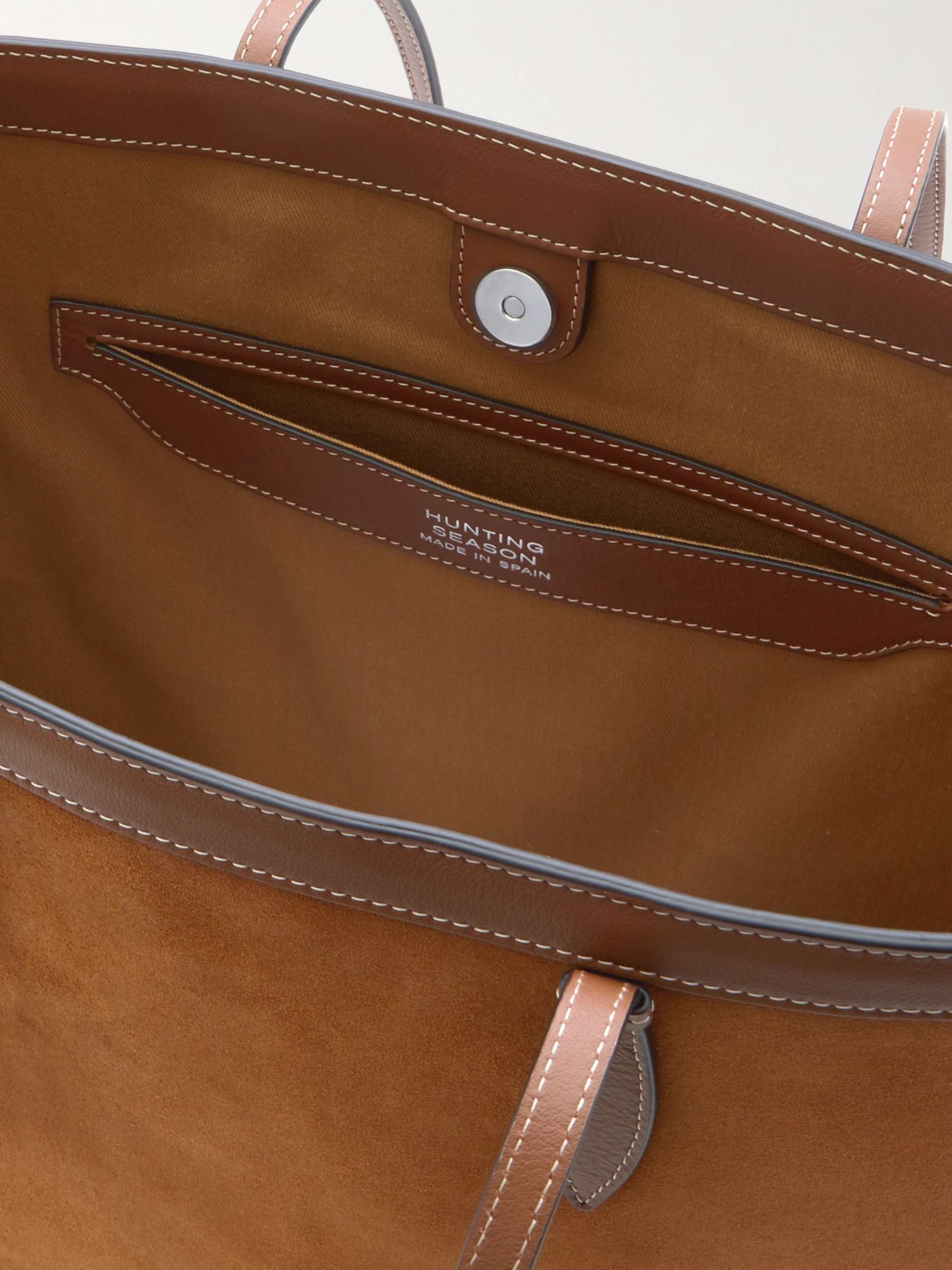 HUNTING SEASON Embellished leather-trimmed suede tote | NET-A-PORTER