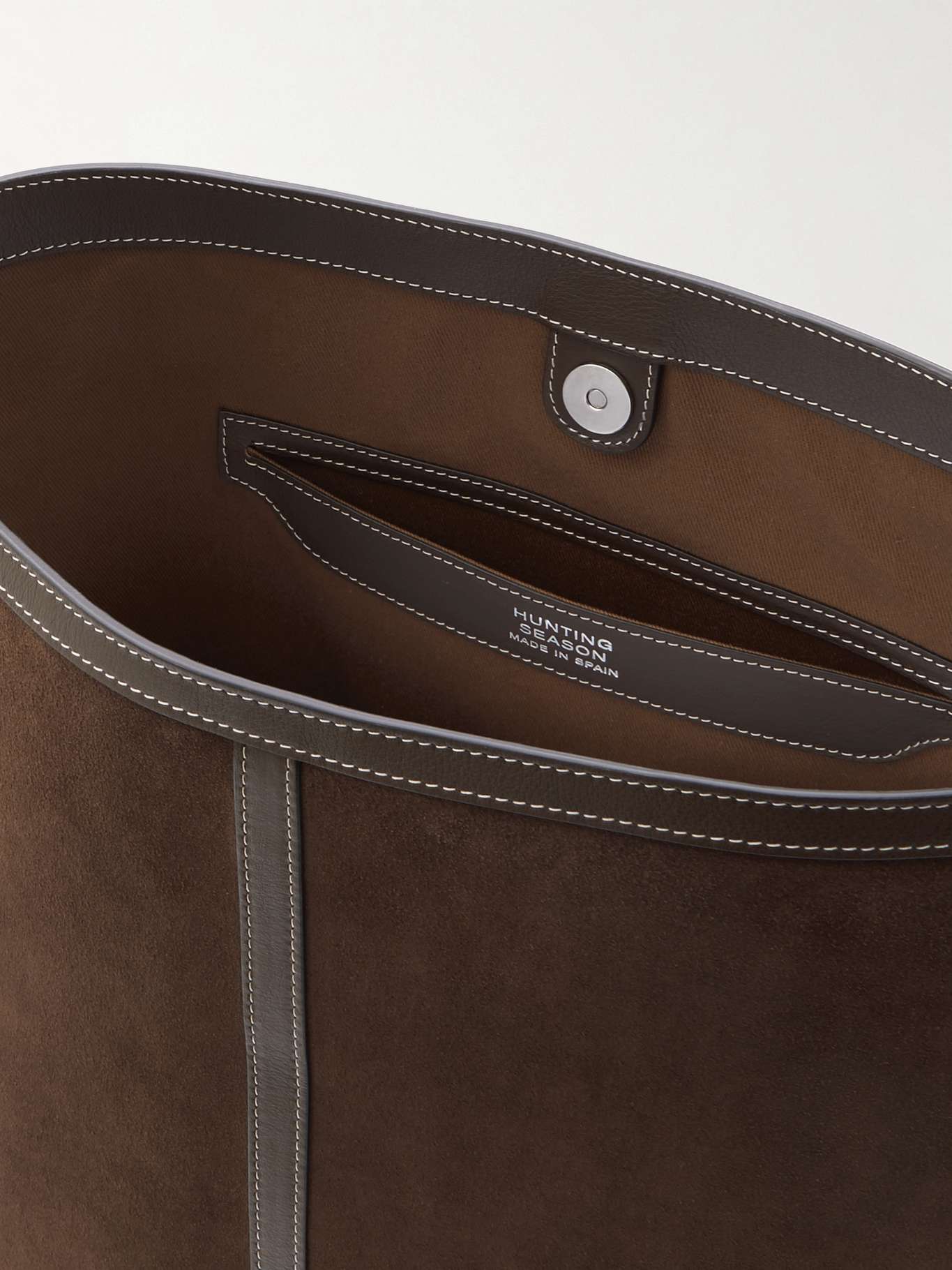 HUNTING SEASON Leather-trimmed suede shoulder bag | NET-A-PORTER