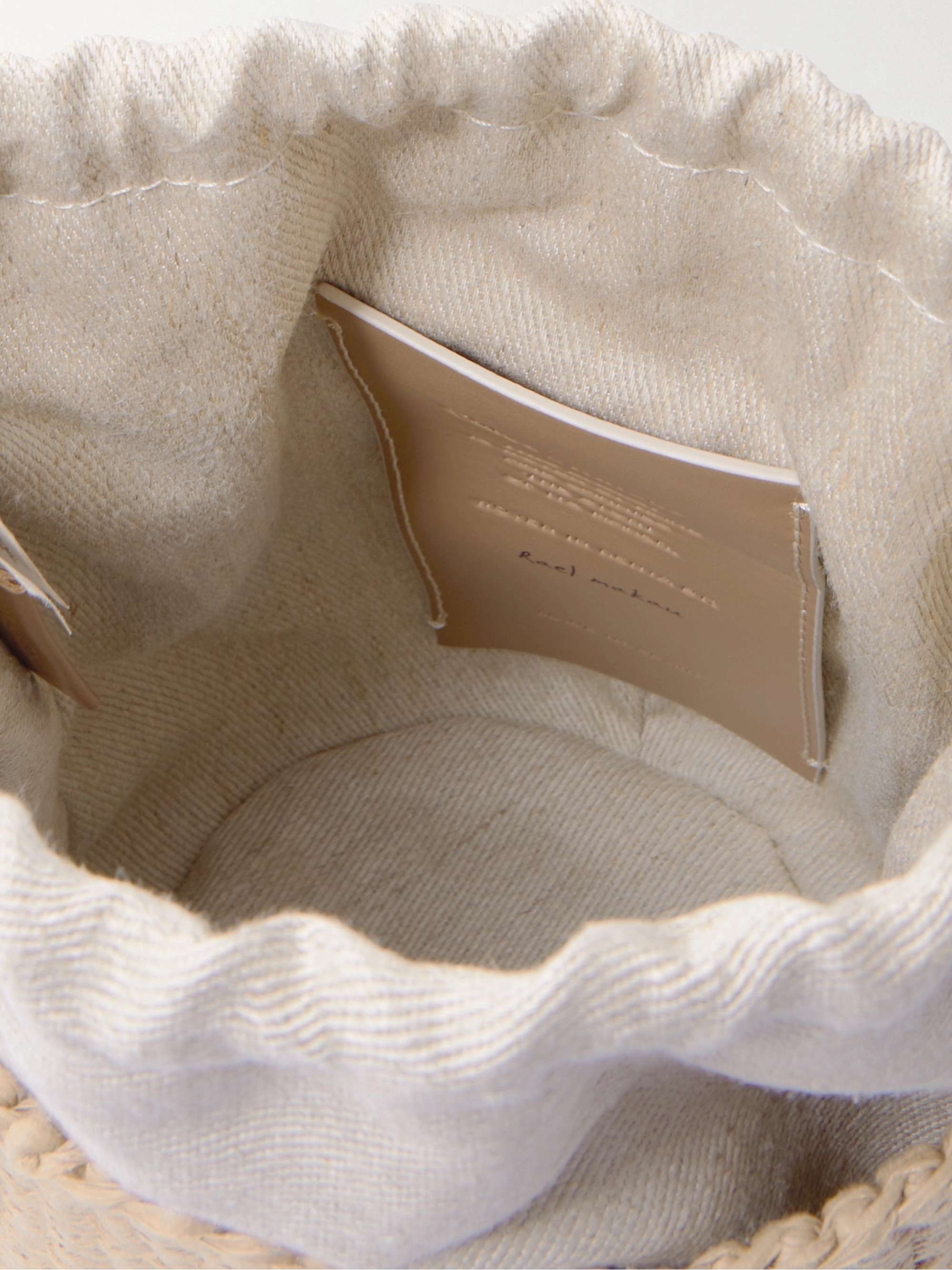 CHLOÉ Woody small leather-trimmed raffia basket bag | NET-A-PORTER