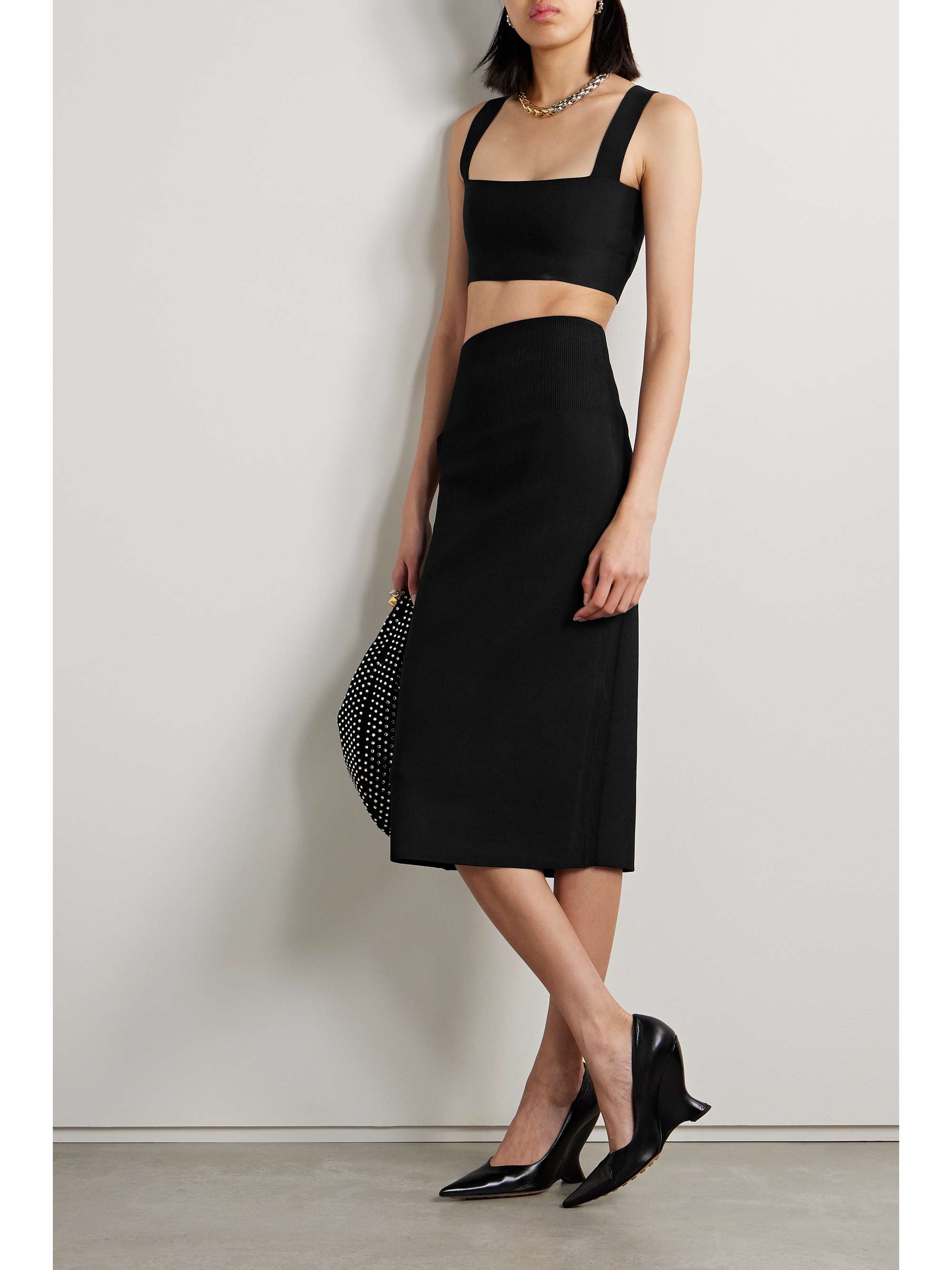 VICTORIA BECKHAM VB Body stretch-knit midi skirt | NET-A-PORTER