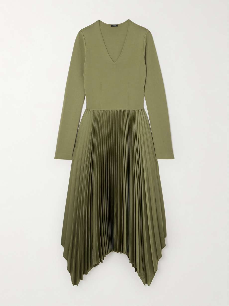 JOSEPH Dubois asymmetric knitted and pleated satin-crepe dress | NET-A ...