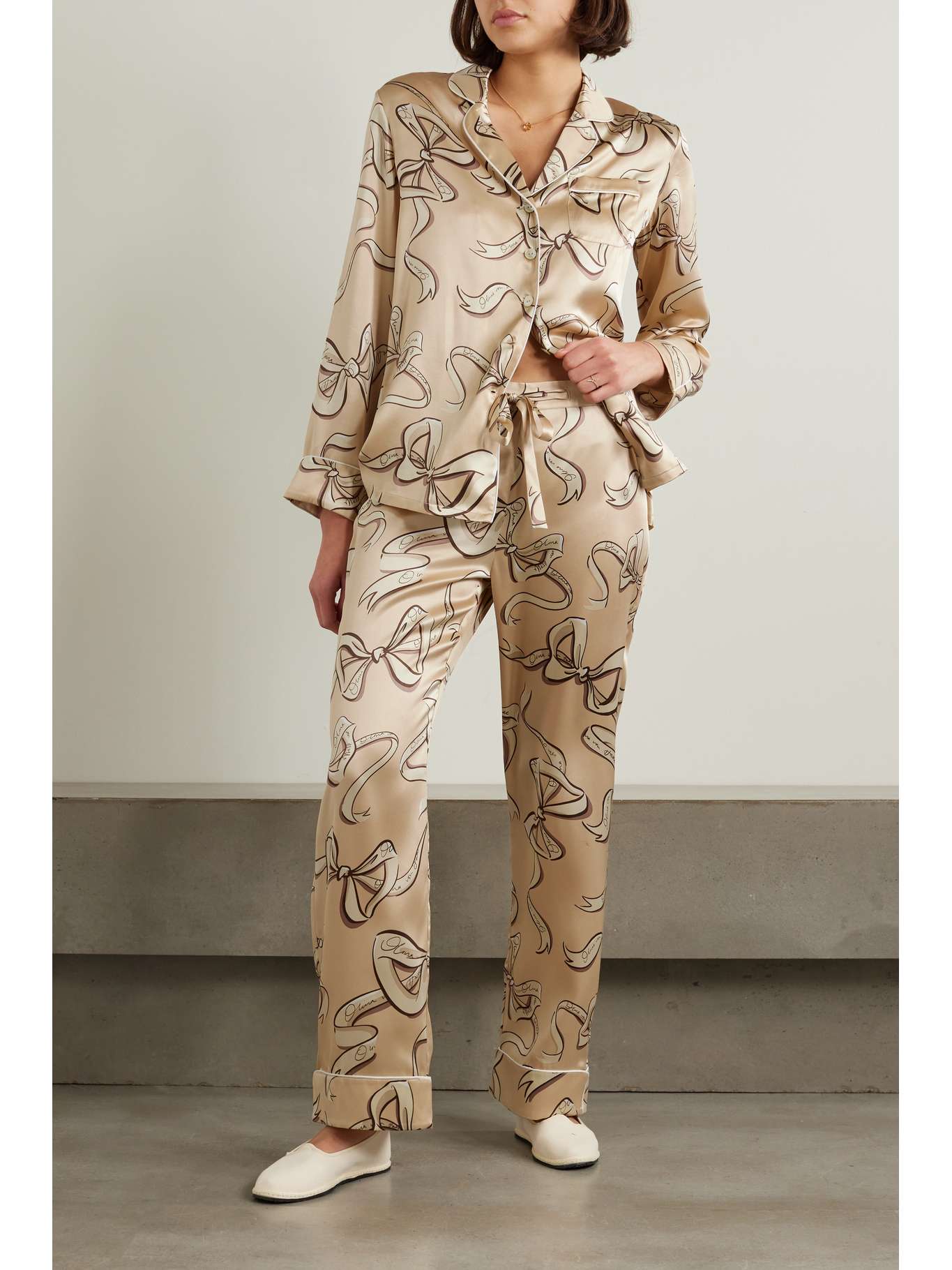 OLIVIA VON HALLE Lila printed silk-satin pajama set | NET-A-PORTER