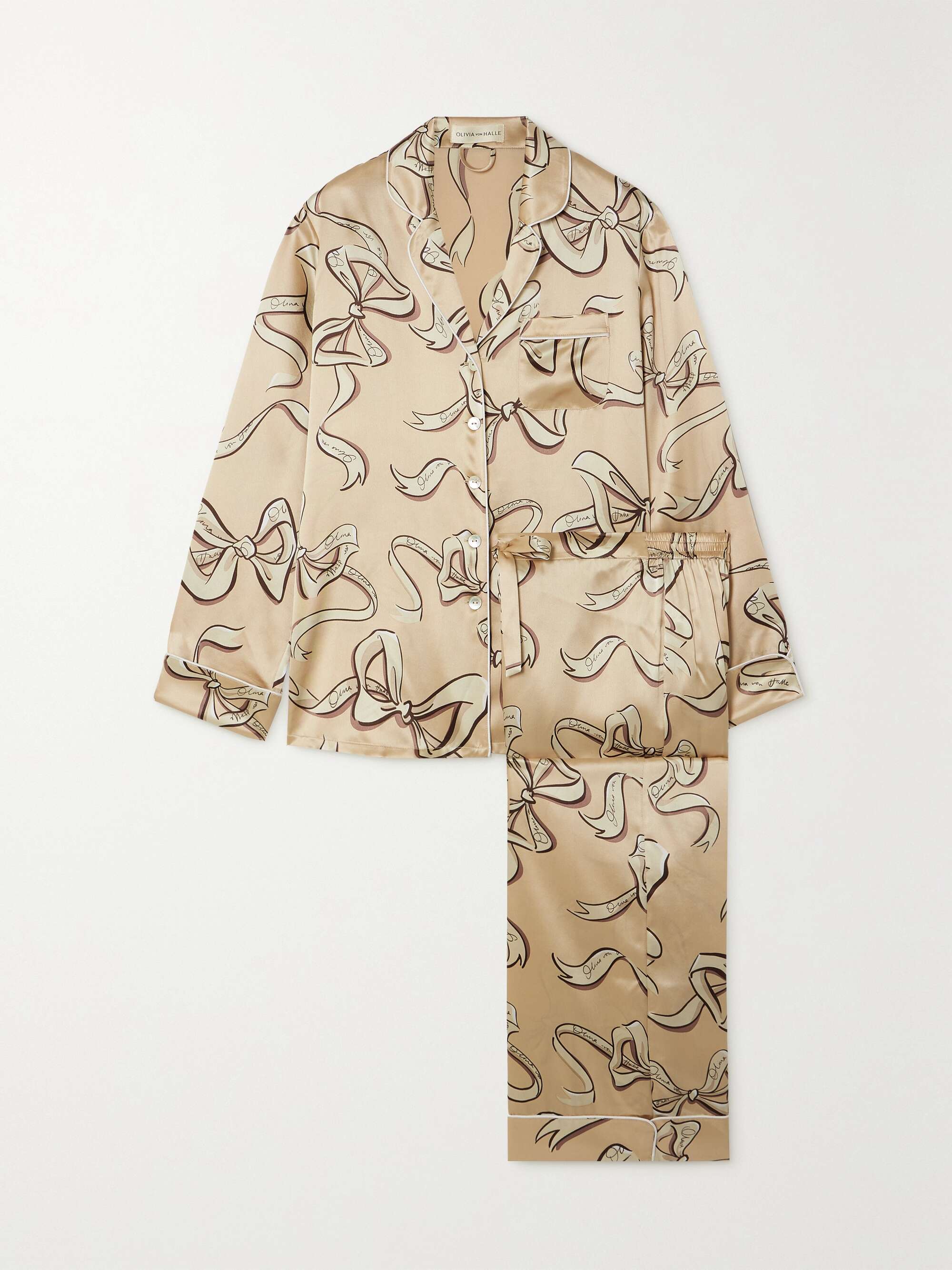 OLIVIA VON HALLE Lila printed silk-satin pajama set | NET-A-PORTER