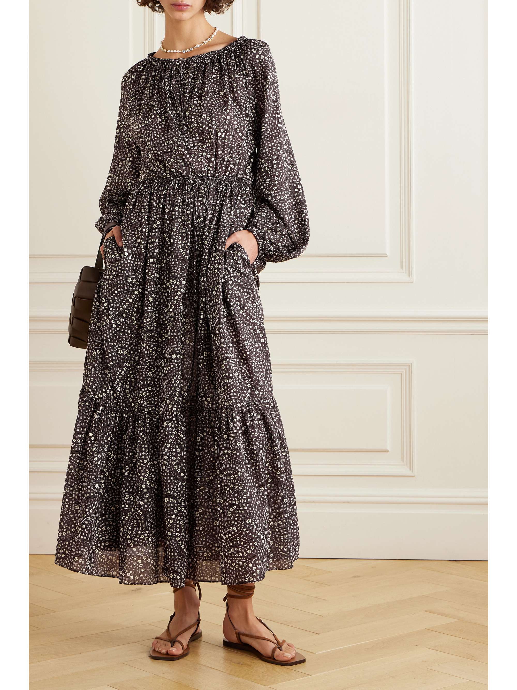 MATTEAU + NET SUSTAIN Crew floral-print organic cotton and silk-blend ...