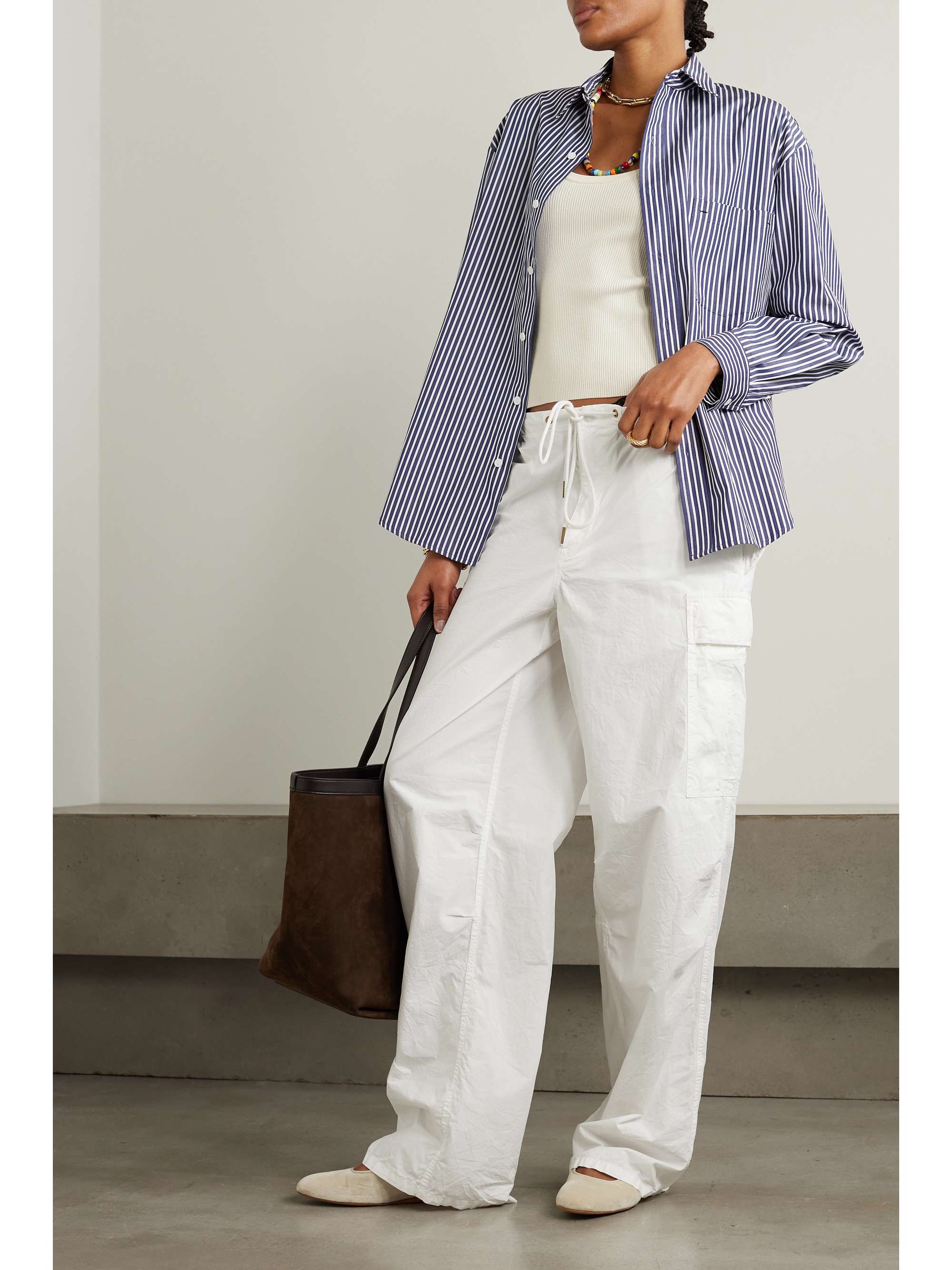 MATTEAU + NET SUSTAIN Striped organic cotton-poplin shirt | NET-A-PORTER