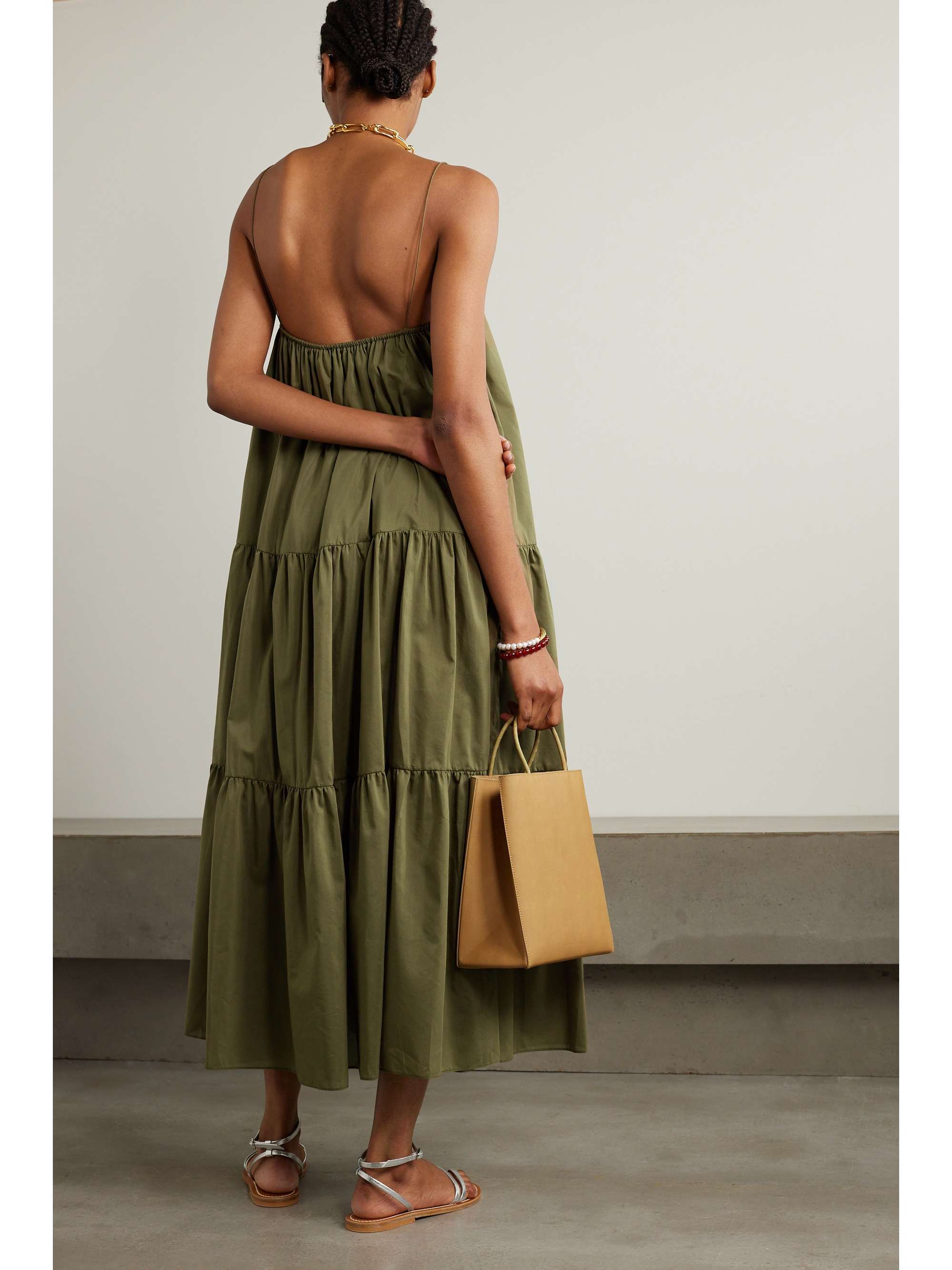 MATTEAU + NET SUSTAIN tiered organic cotton and silk-blend midi dress ...