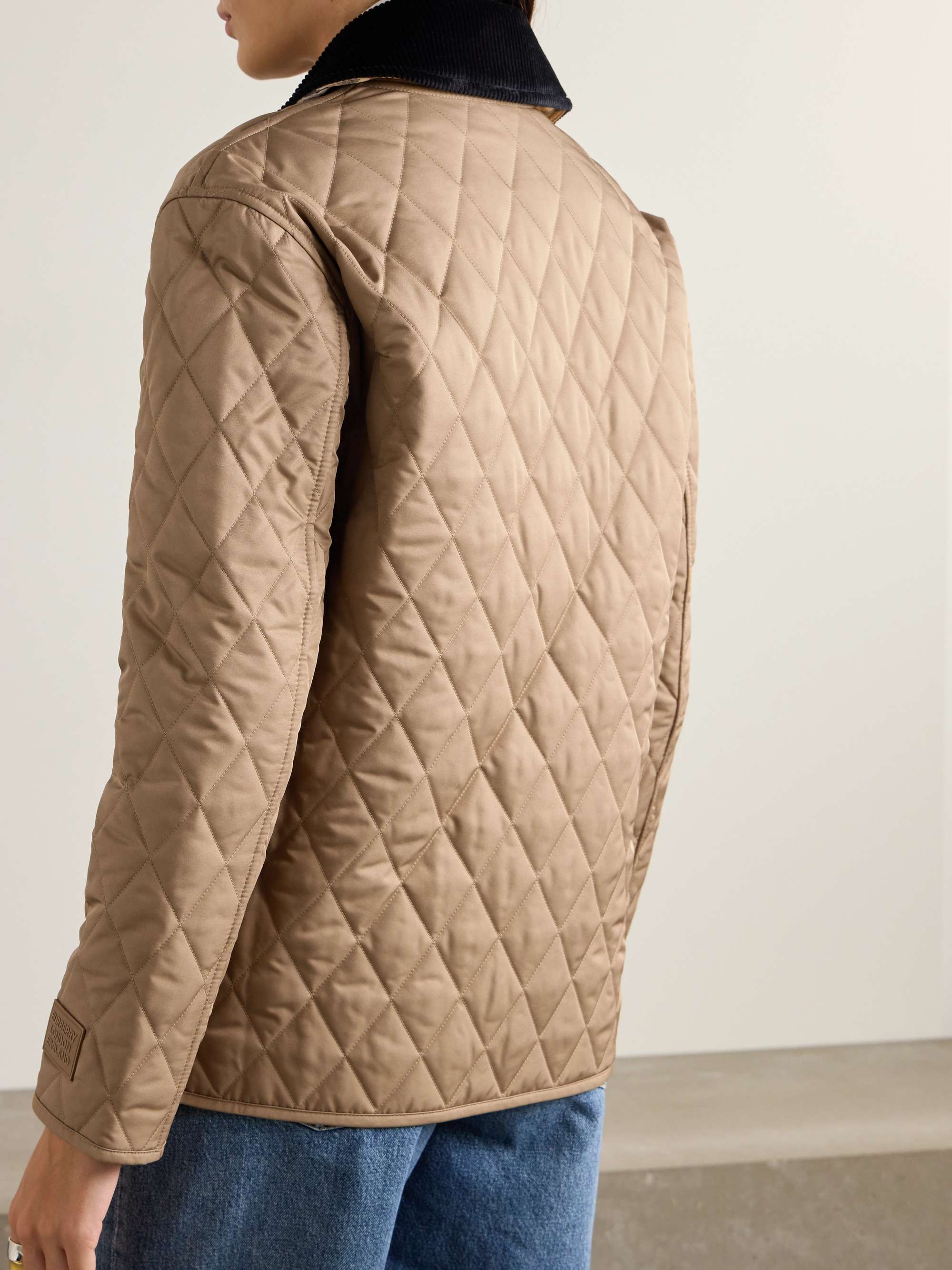 BURBERRY Corduroy-trimmed quilted shell jacket | NET-A-PORTER